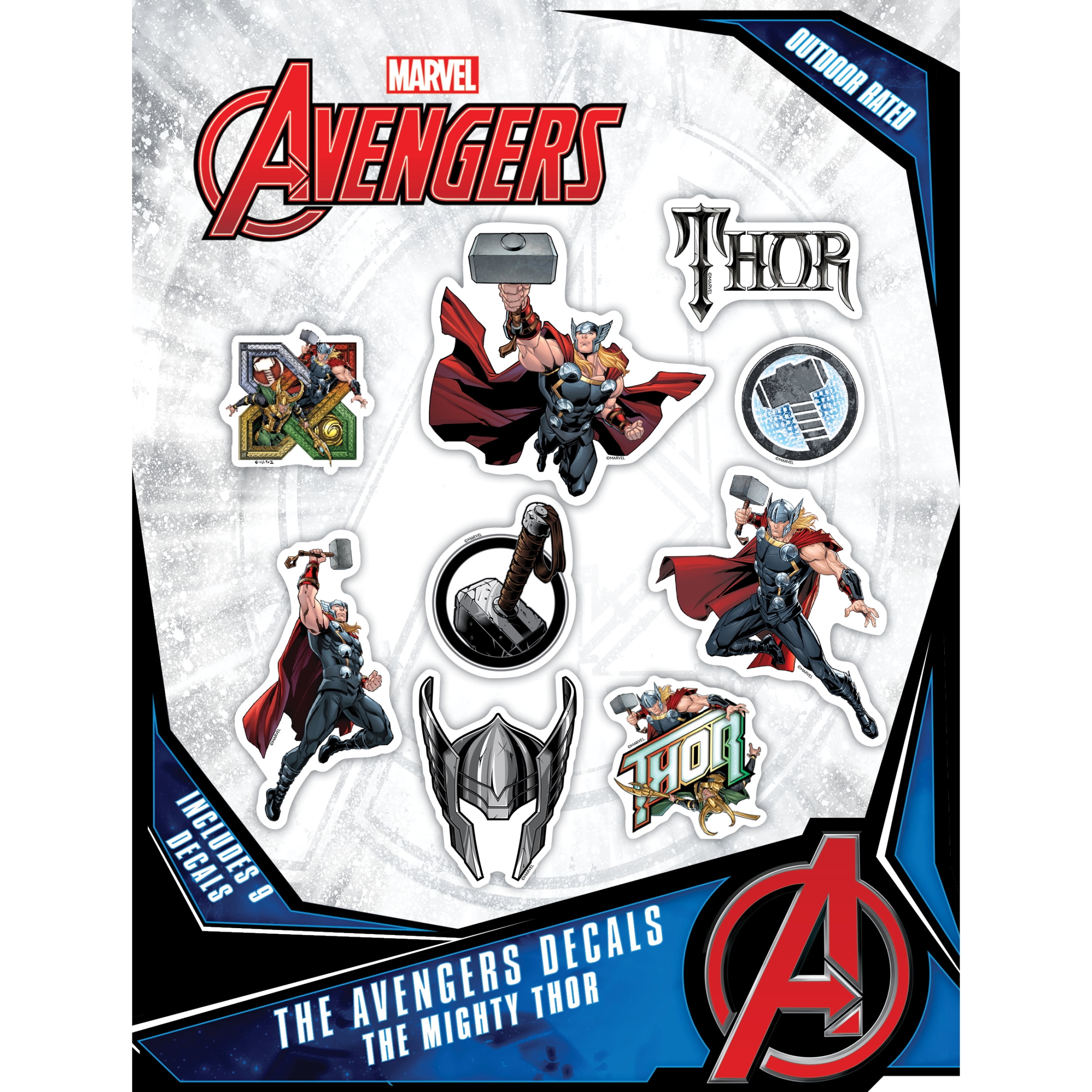 Marvel Thor Vinyl Decals - Set of 9 Outdoor Rated Stickers for Car ...