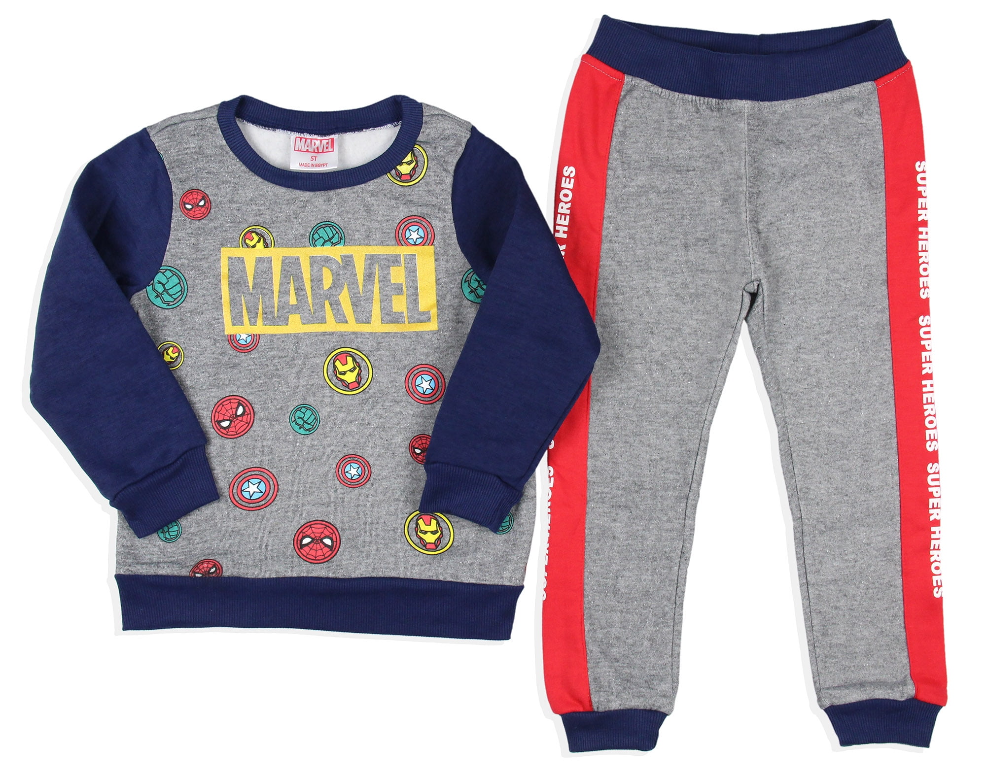 Marvel Toddler Boys Avengers Superhero 2 Piece Kids Sweat Suit Pajama ...