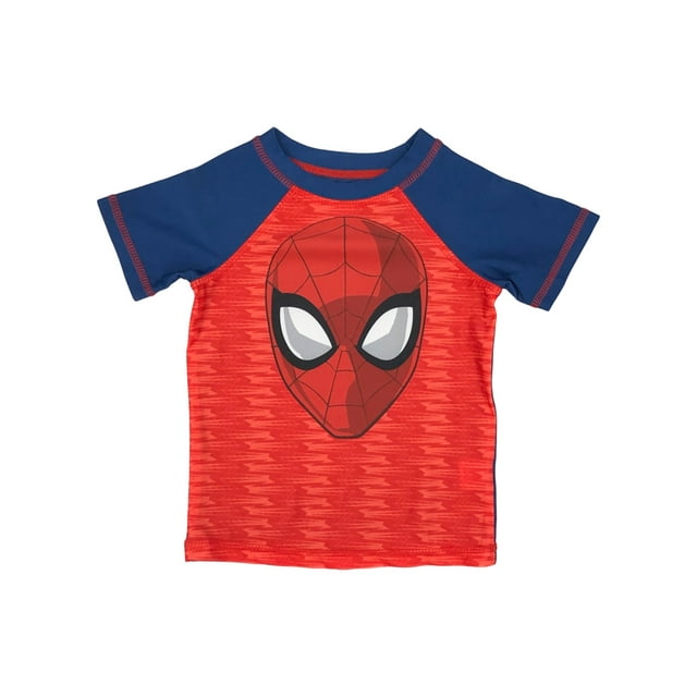 Marvel Toddler Boys Red & Blue Spider-Man Rash Guard Swim Shirt 2T ...
