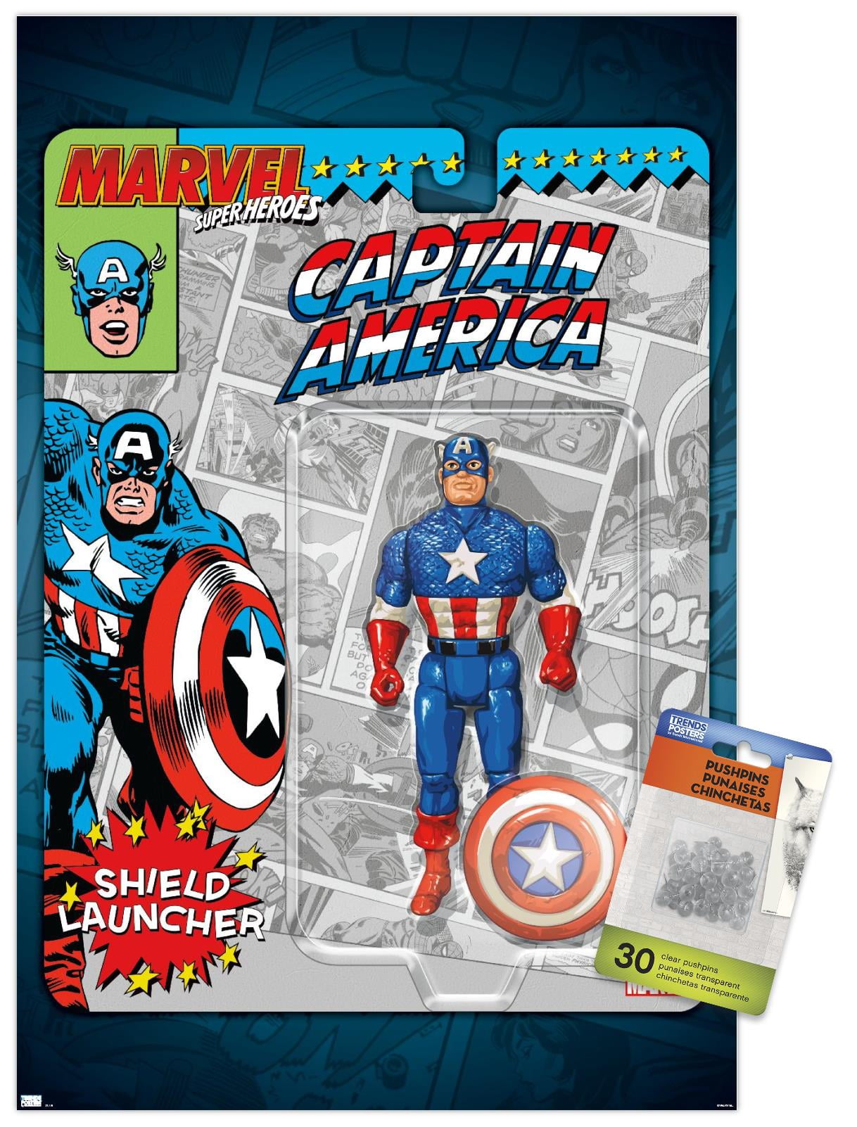 Marvel Toy Vault - Captain America Wall Poster with Push Pins, 14.725 ...