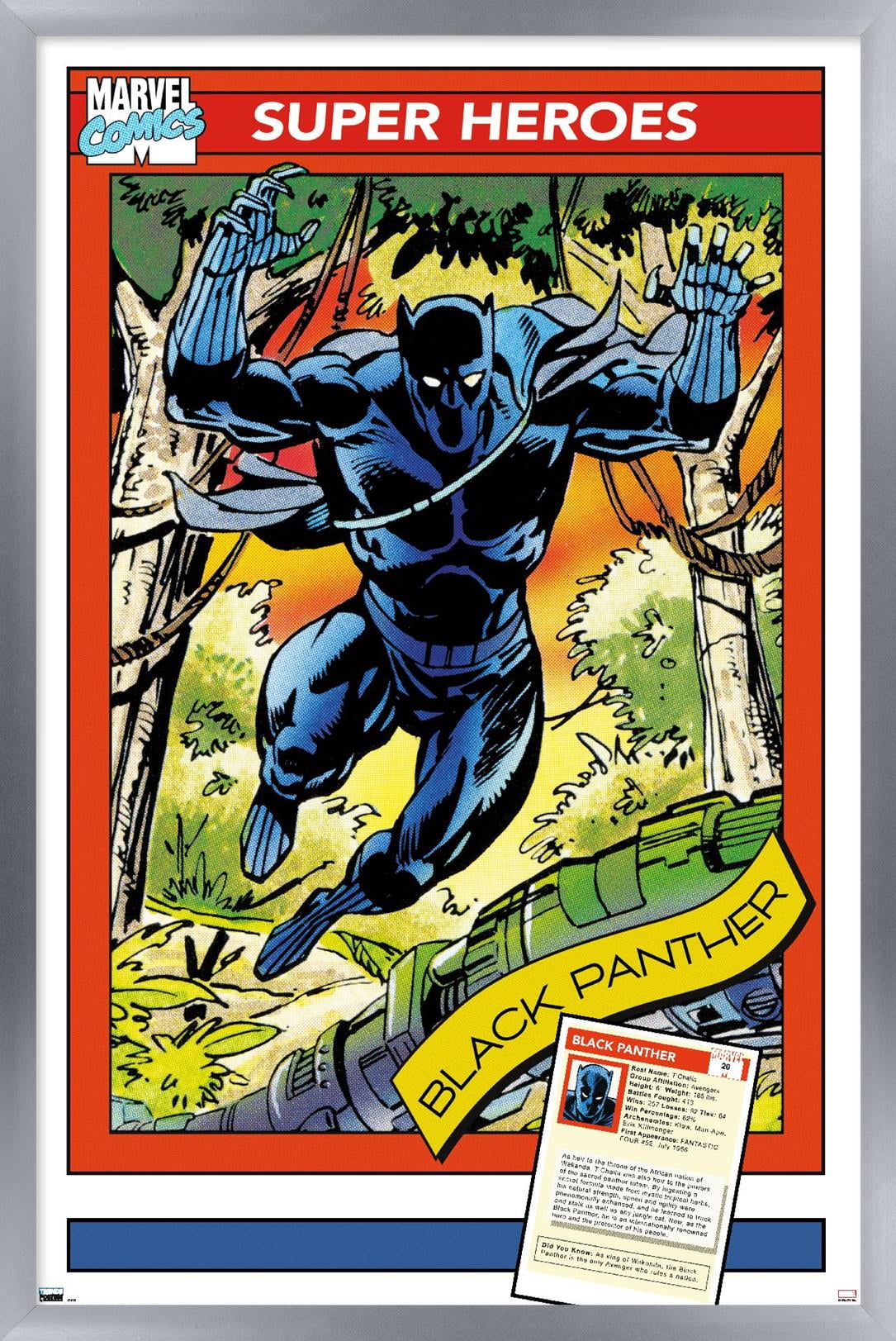 Marvel Trading Cards - Black Panther Wall Poster, 22.375" x 34" Framed ...