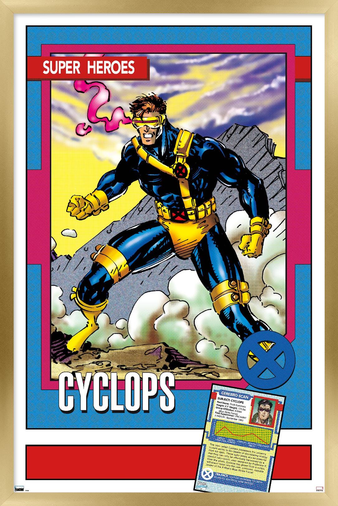 Marvel Trading Cards - Cyclops Wall Poster, 14.725" x 22.375" Framed ...