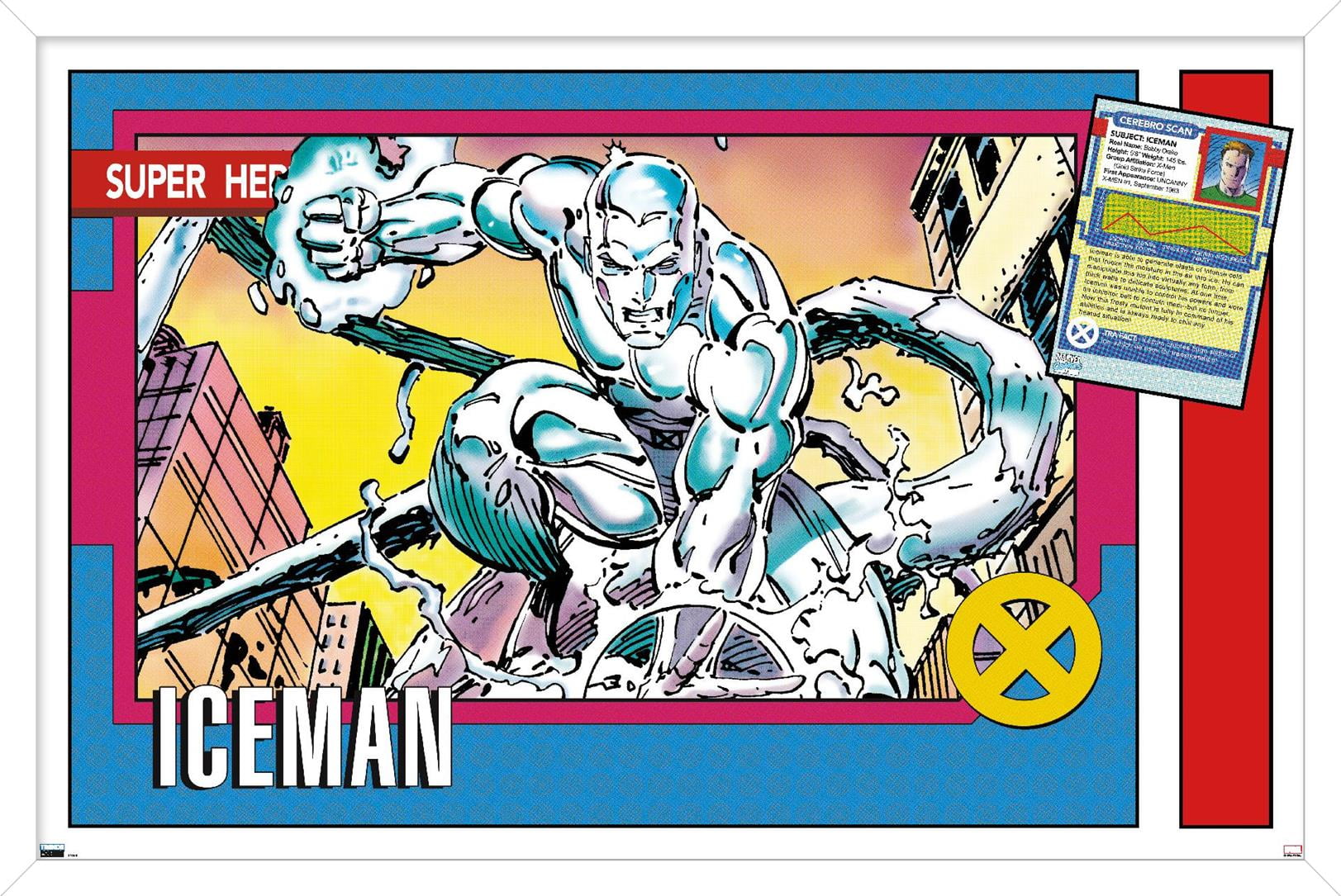 Marvel Trading Cards - Iceman Wall Poster, 22.375" x 34" Framed ...