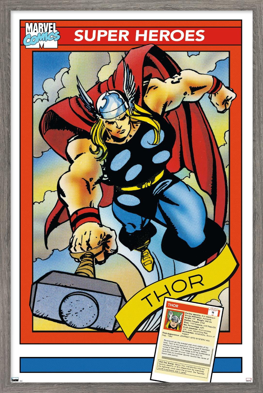 Marvel Trading Cards - Thor Wall Poster, 14.725" x 22.375" Framed ...
