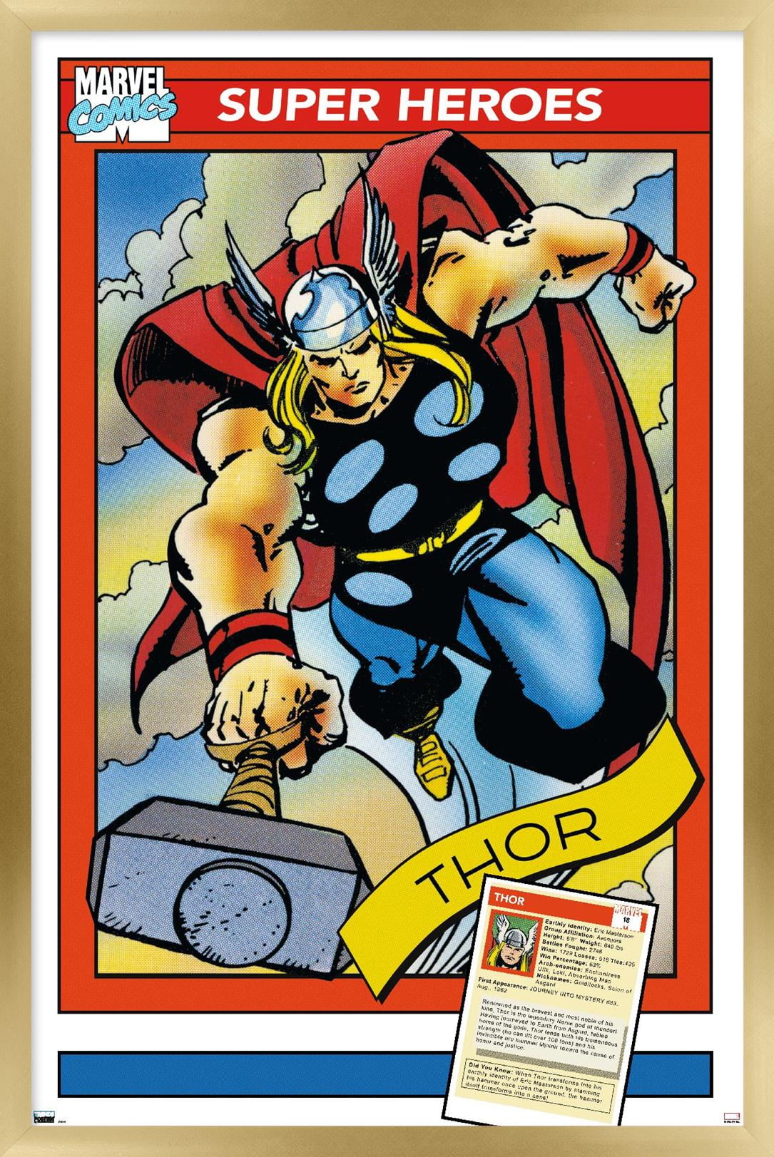 Marvel Trading Cards - Thor Wall Poster, 22.375" x 34" Framed - Walmart.com