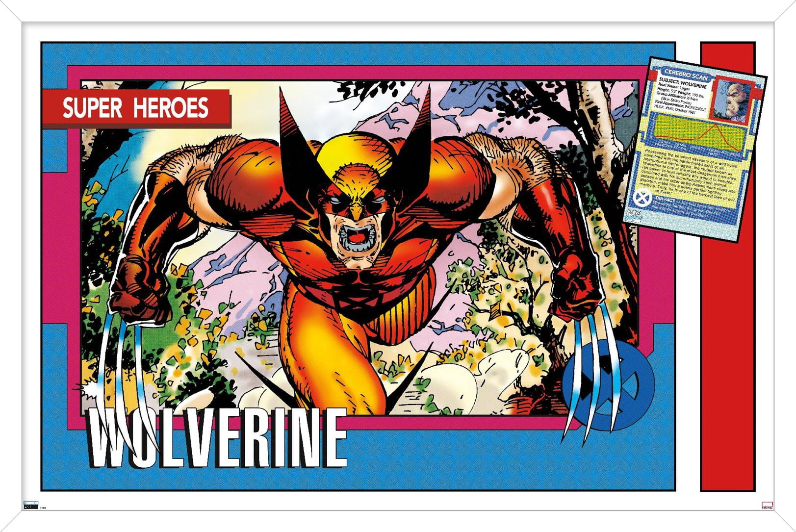 Marvel Trading Cards - Wolverine Wall Poster, 14.725" x 22.375" Framed ...