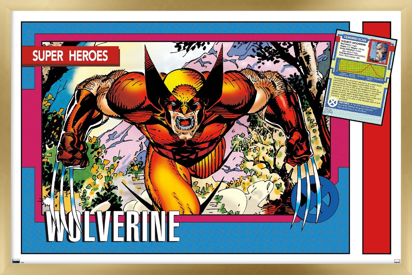 Marvel Trading Cards - Wolverine Wall Poster, 14.725" x 22.375" Framed ...
