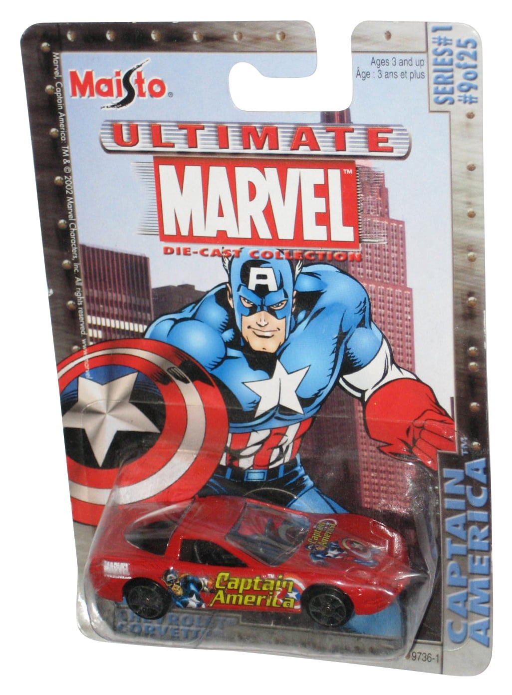 Marvel Ultimate Maisto Captain America Red Chevy Corvette Toy Car #9 ...