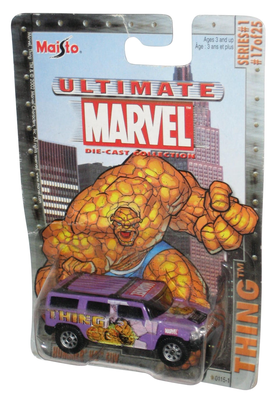 Marvel Ultimate Maisto Hummer H2 SUV (2002) Fantastic Four Thing Purple ...