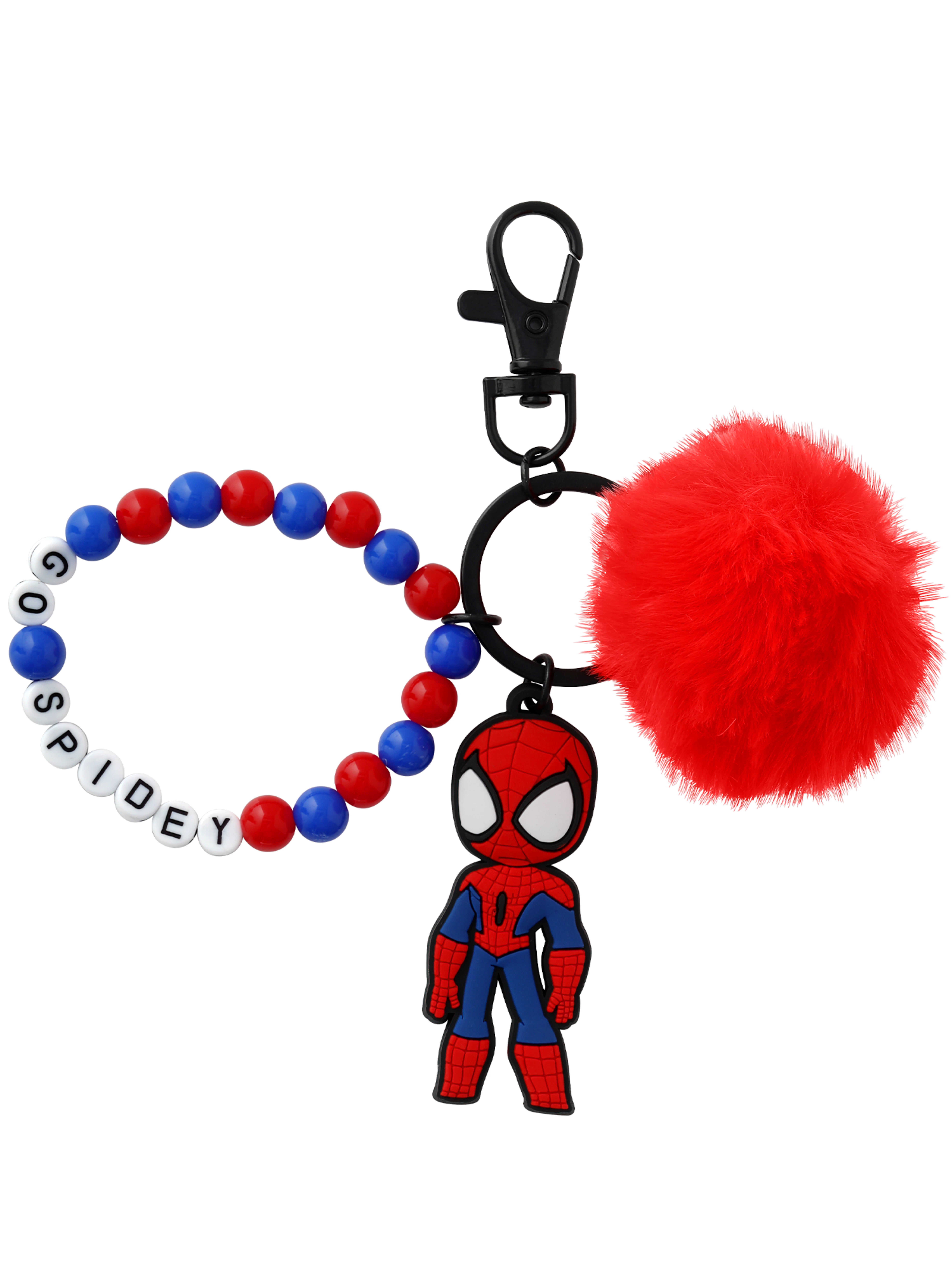 Marvel Unisex Spiderman Red Pom Pom Wrist Keychain Charm - Walmart.com