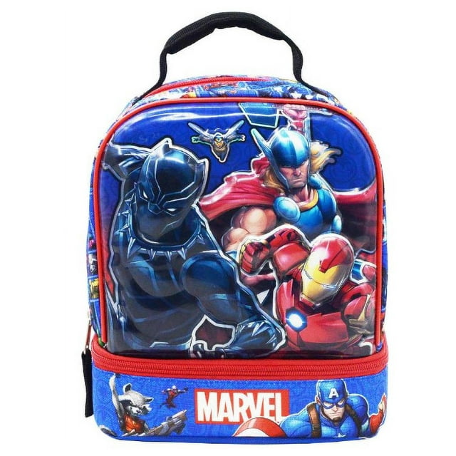 Marvel Universe Drop Bottom Lunch Bag Blue Red - Walmart.com
