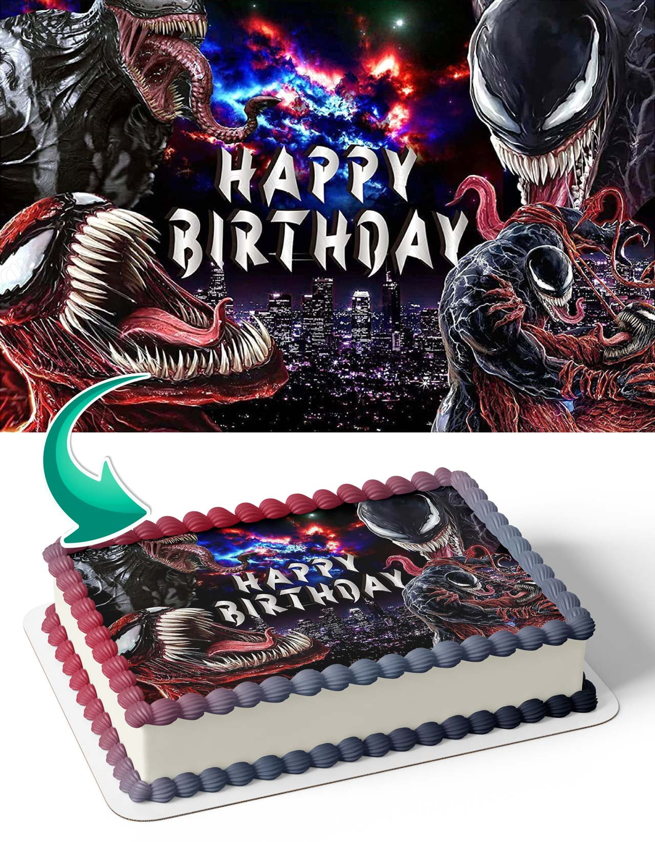 Marvel Venom Vs Carnage Birthday Edible Image Cake Topper, by ...