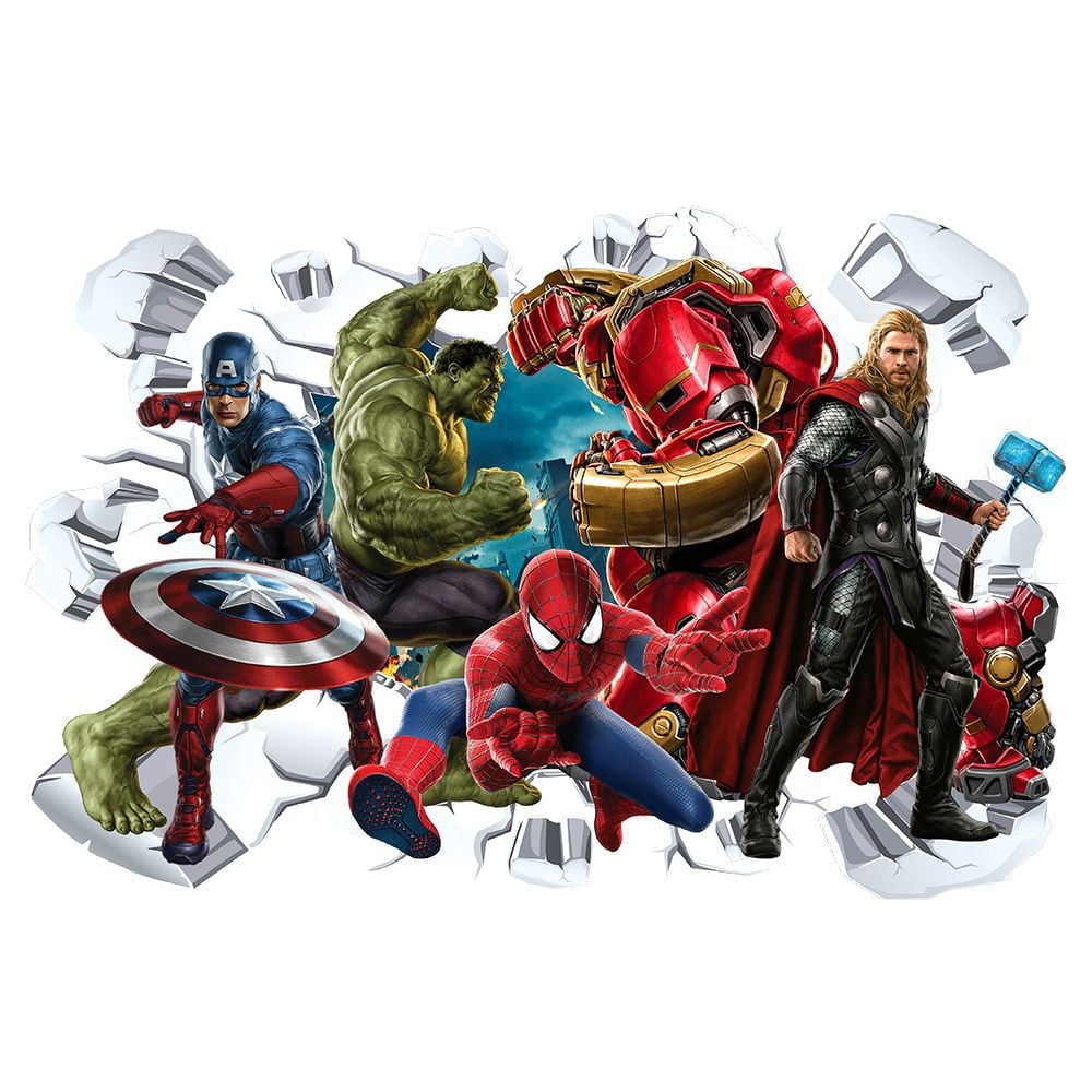 Wall Stickers Iron Man Captain America 3D Wall Stickers Children's wall ...