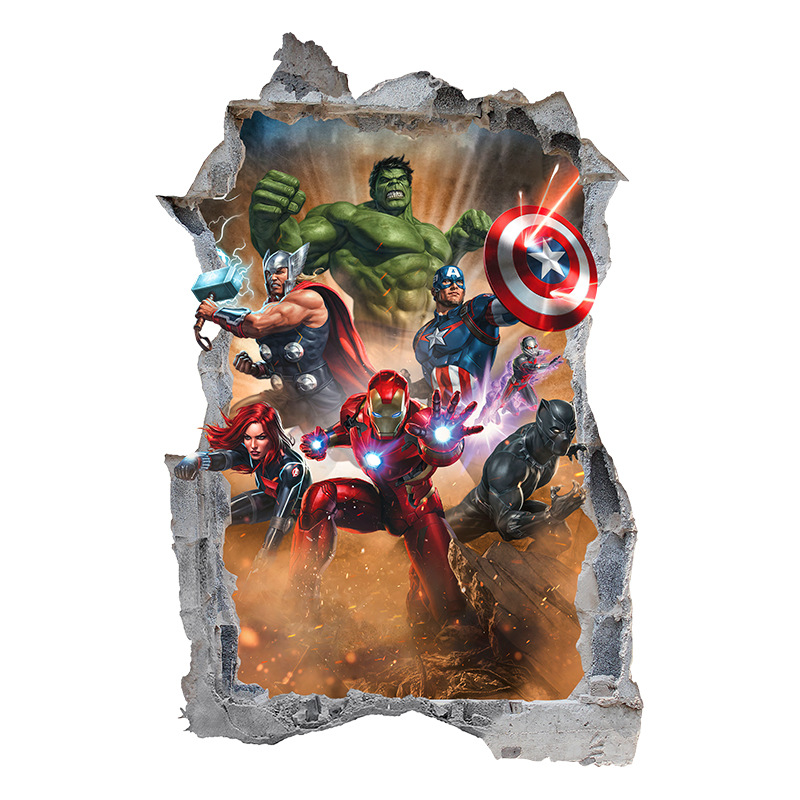 Marvel Wall Stickers Iron Man Thor Avengers 3D Wall Stickers Children's ...