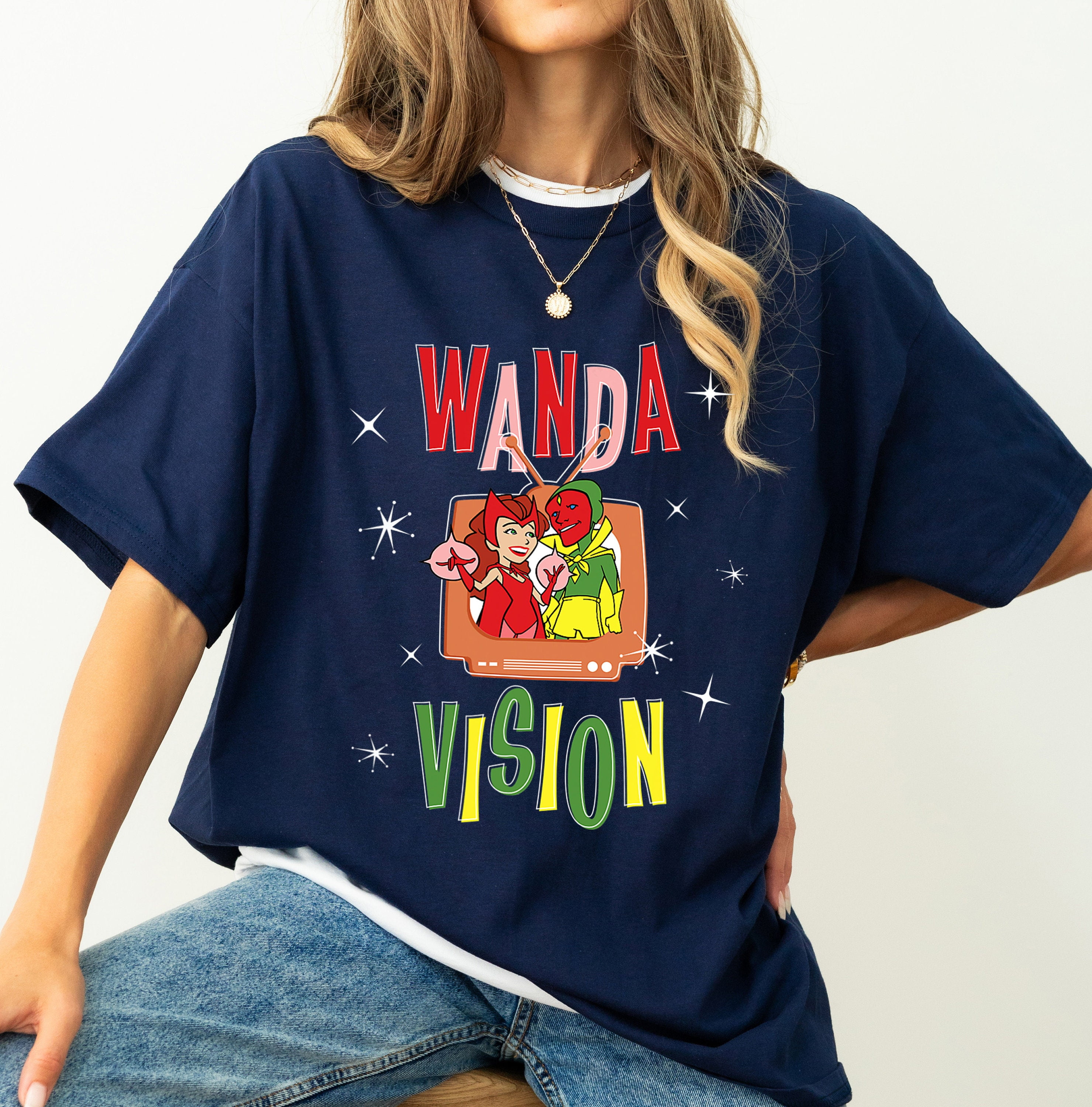 Marvel WandaVision Wanda Vision Retro TV Artwork T-Shirt, Disneyland ...