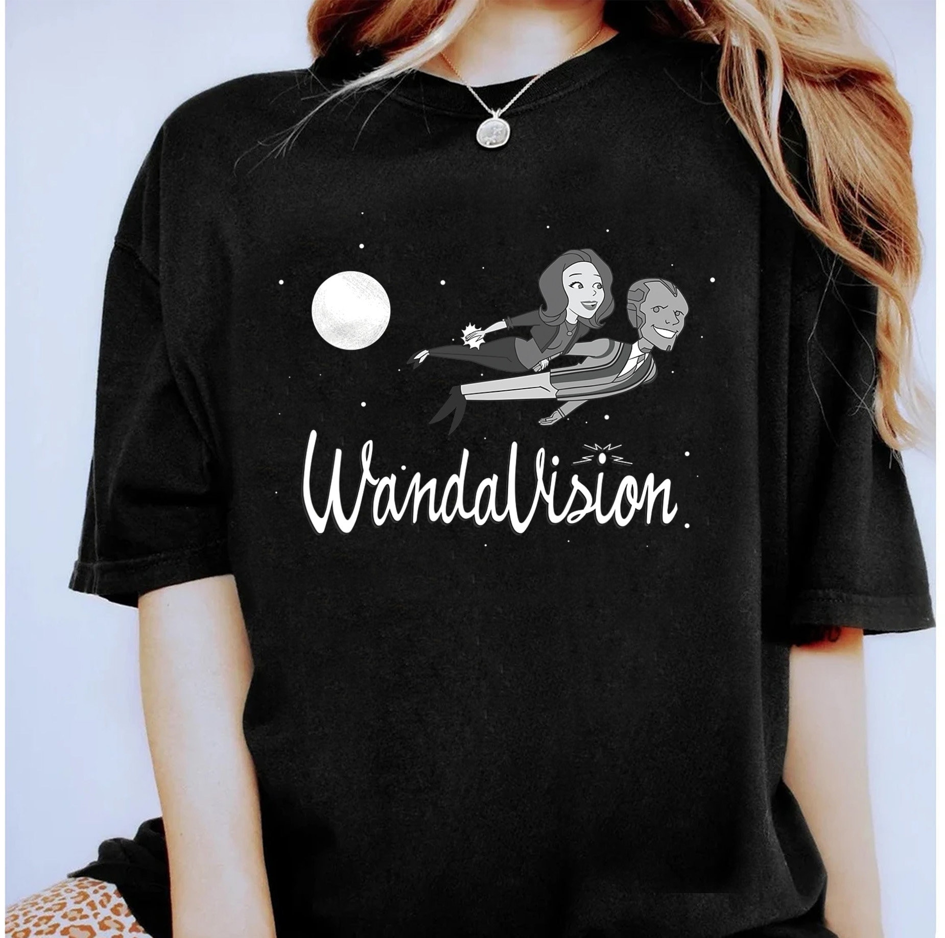Marvel WandaVision Wanda and Vision 60s Moonlight Flight T-Shirt ...