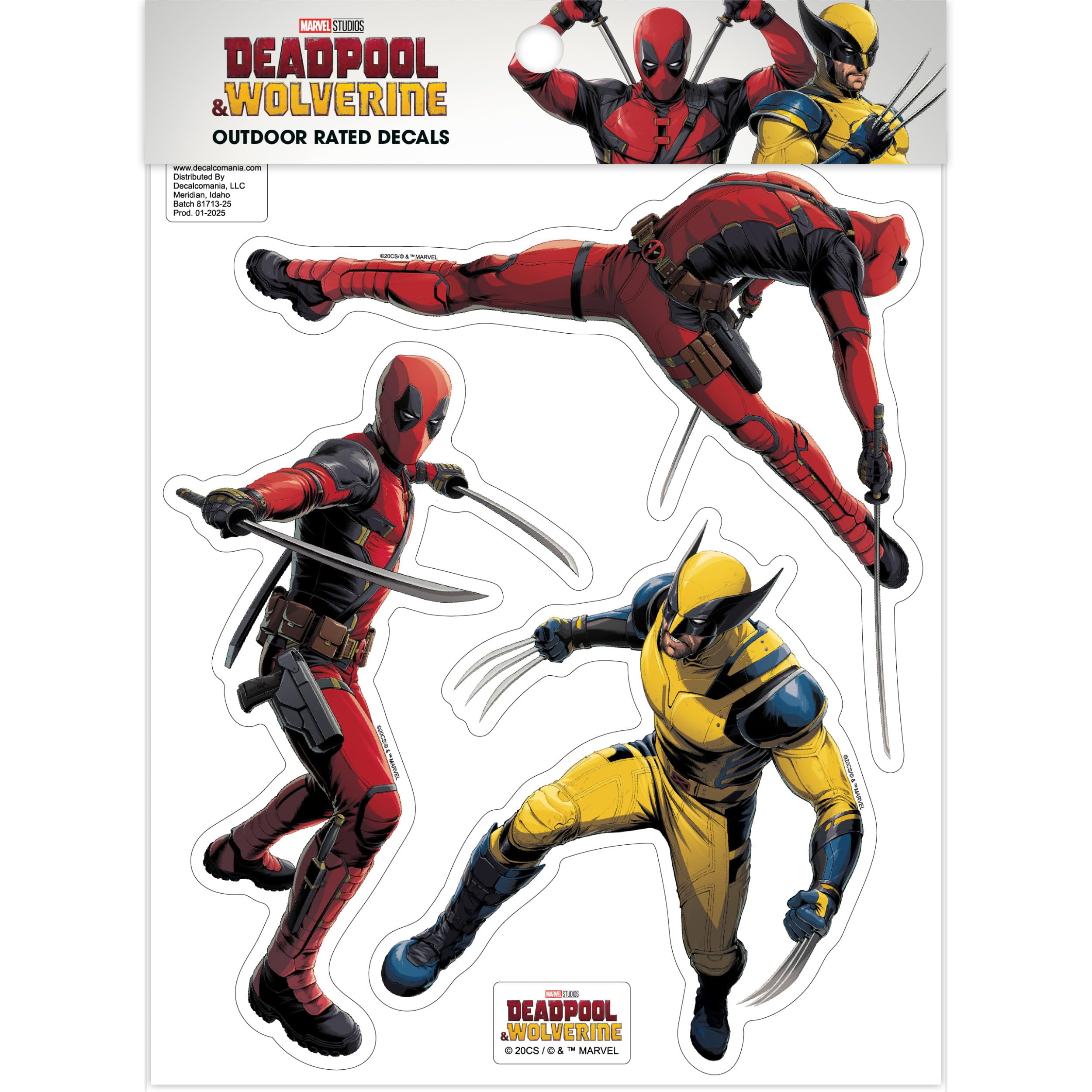 Marvel Wolverine & Deadpool Deadpool - Set of 3 Vinyl Car Stickers for ...