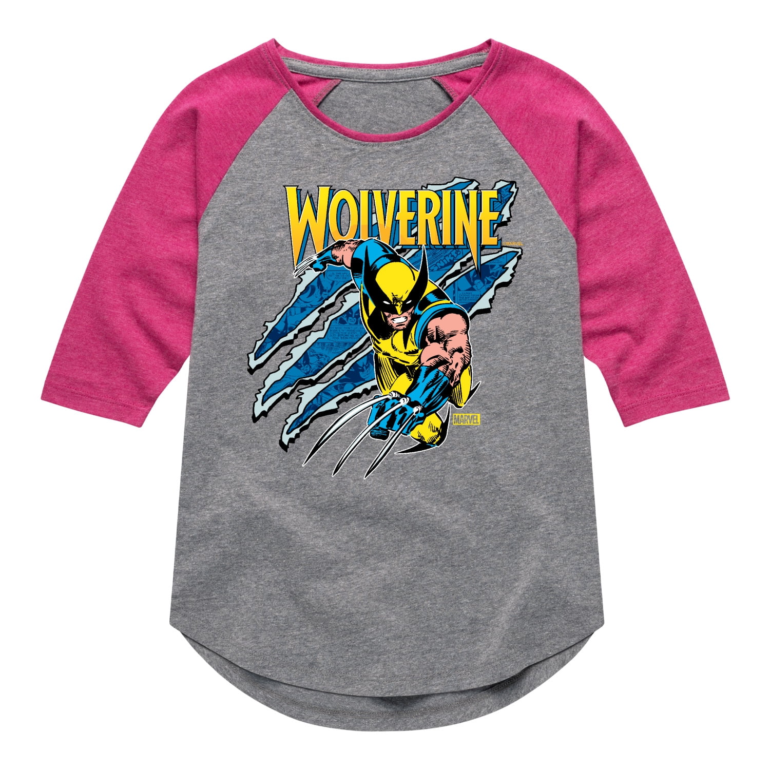 Marvel Wolverine - Slash - Toddler and Youth Girls Shirt Tail Raglan ...