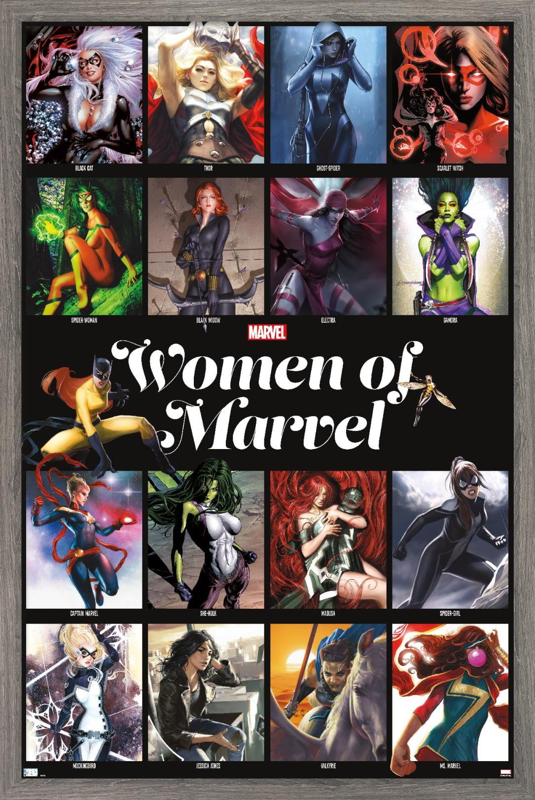 Marvel - Women of Marvel - Grid Wall Poster, 22.375" x 34", Framed ...