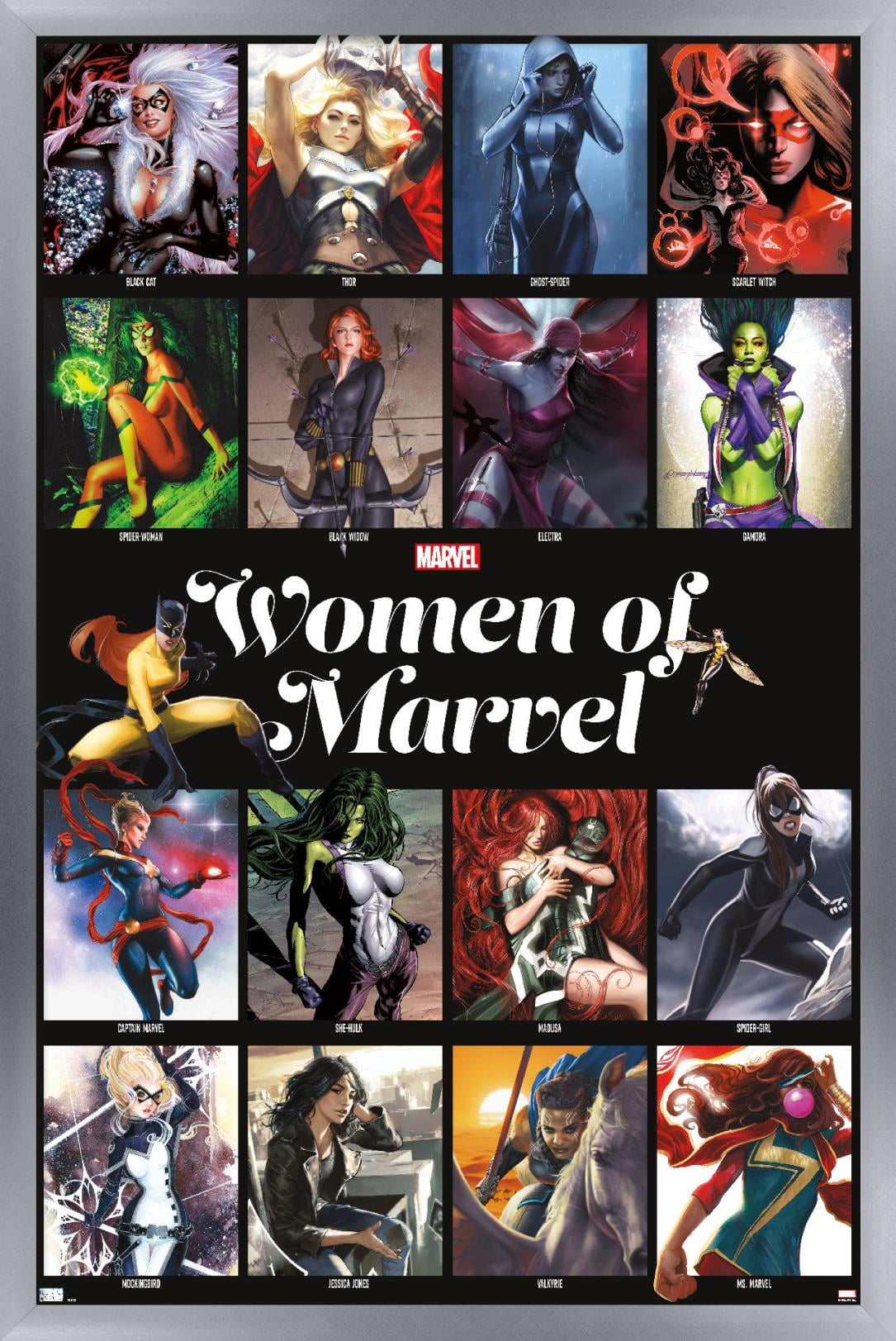 Marvel - Women of Marvel - Grid Wall Poster, 22.375" x 34", Framed ...
