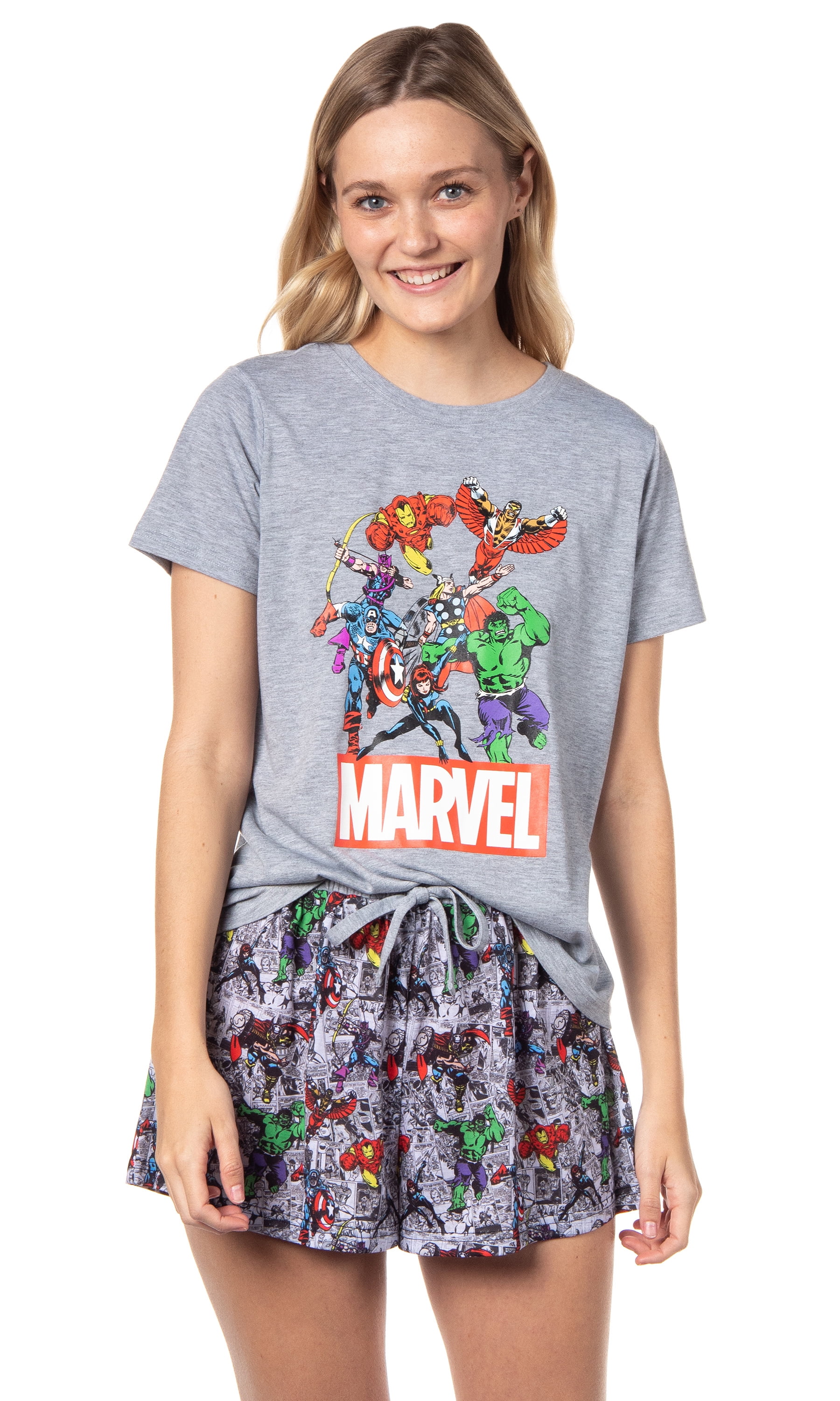 Marvel Womens' Classic Comic The Avengers Characters Pajama Set Shorts ...