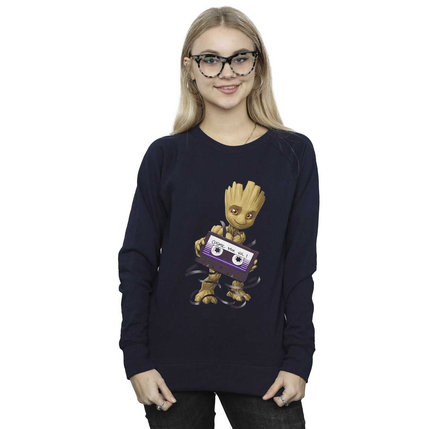 Marvel Womens Guardians Of The Galaxy Groot Cosmic Tape Sweatshirt