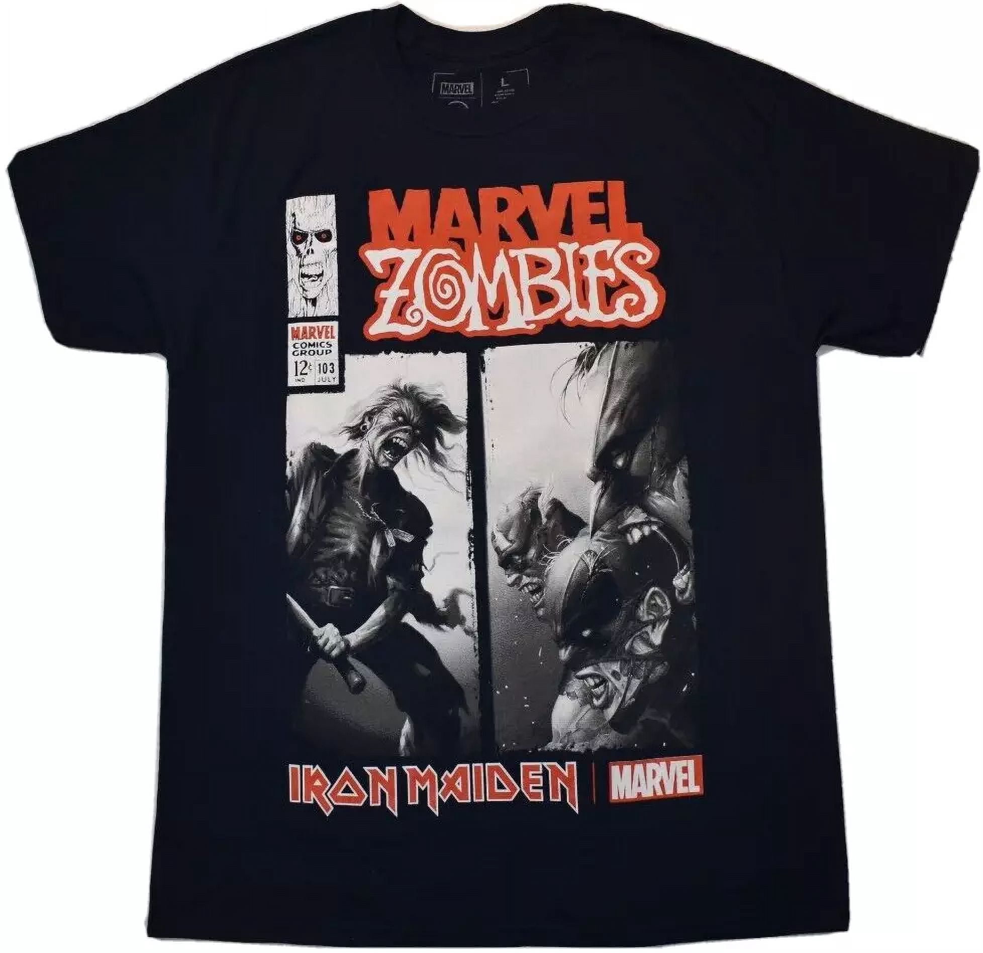 Marvel X Iron Maiden Eddie Vs Marvel Zombies Shirt - Walmart.com