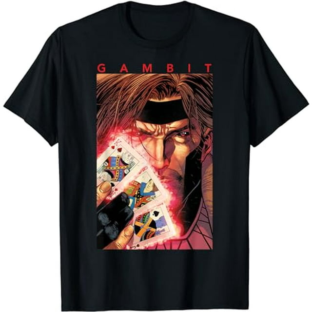Marvel X-Men Gambit Glowing Cards Graphic T-Shirt T-Shirt, Black Color ...