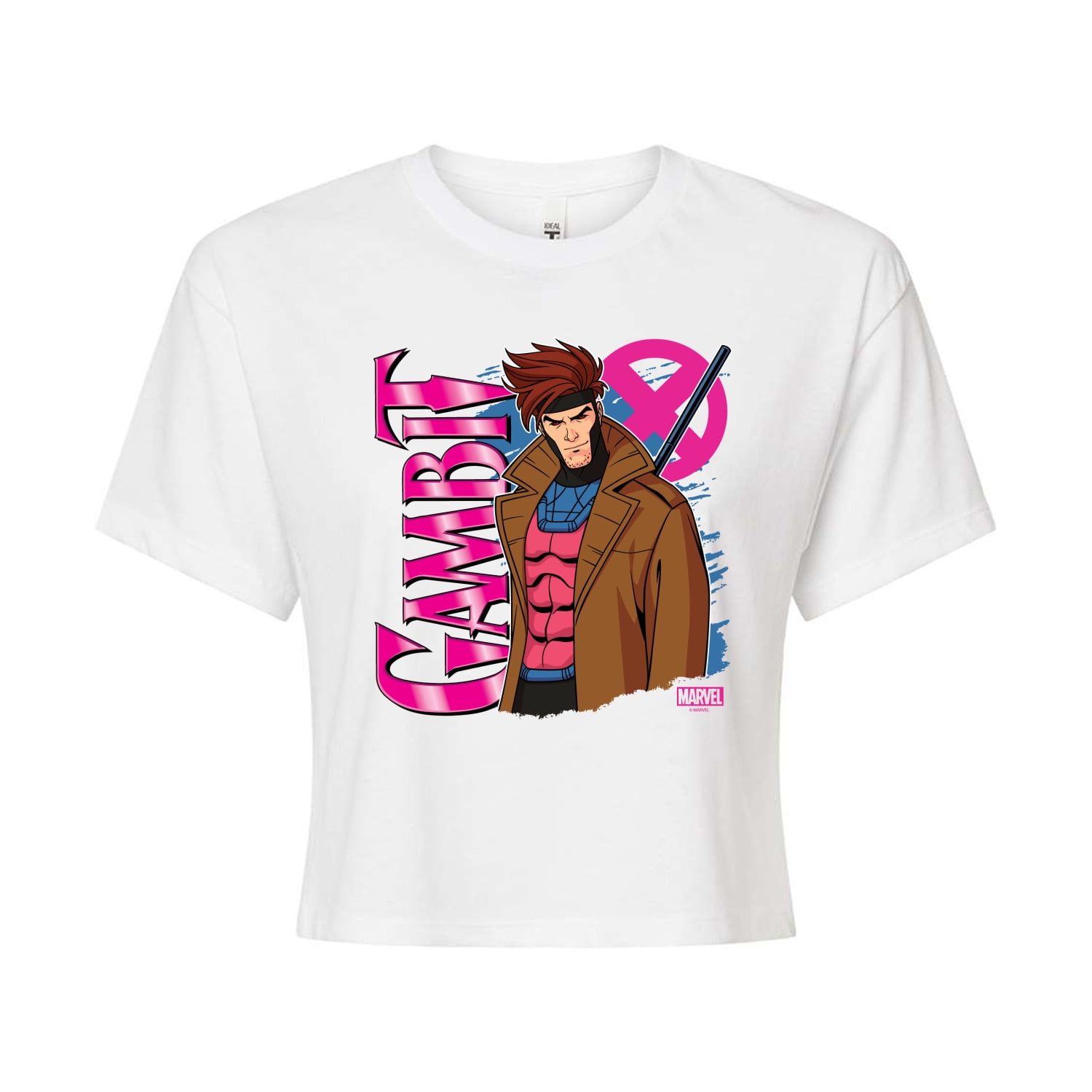 Marvel X-Men - Gambit With Logo - Juniors Cropped Graphic T-Shirt ...