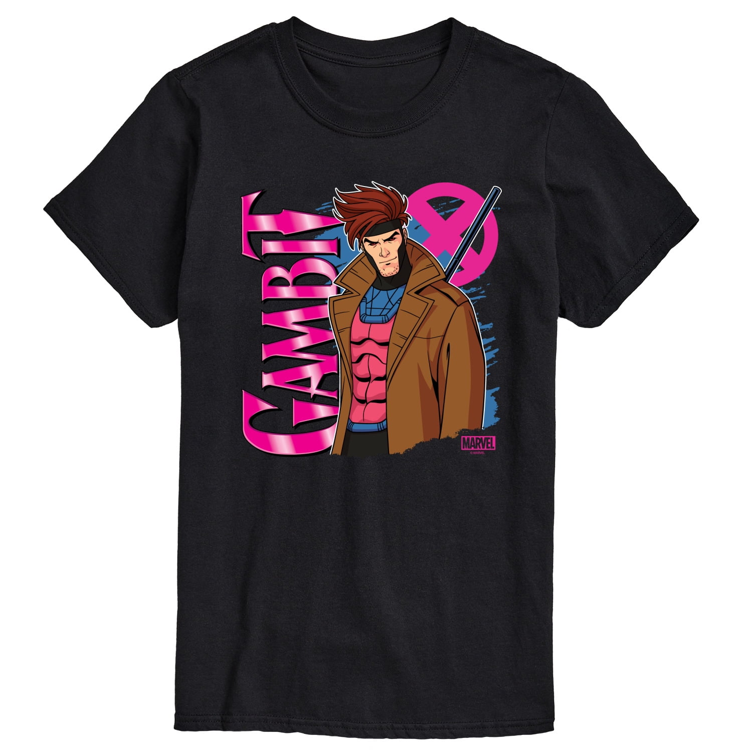 Marvel X-Men - Gambit With Logo - Men's Short Sleeve Graphic T-Shirt ...