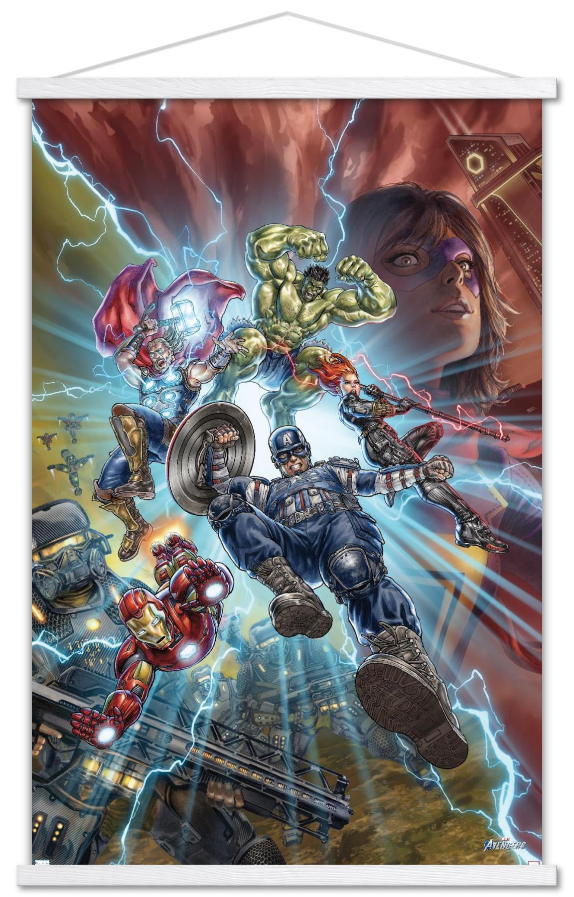 Marvel's Avengers - Battle Wall Poster with Wooden Magnetic Frame, 22. ...