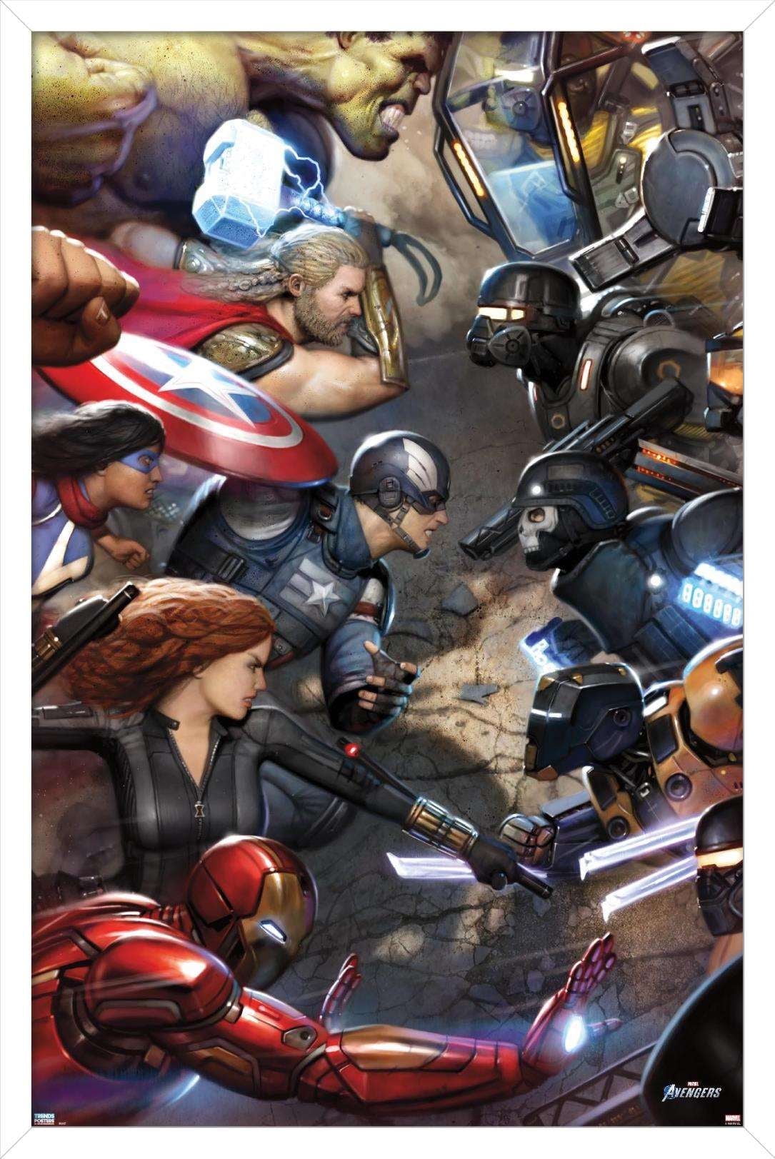 Marvel's Avengers - Face Off Wall Poster, 14.725" x 22.375", Framed ...