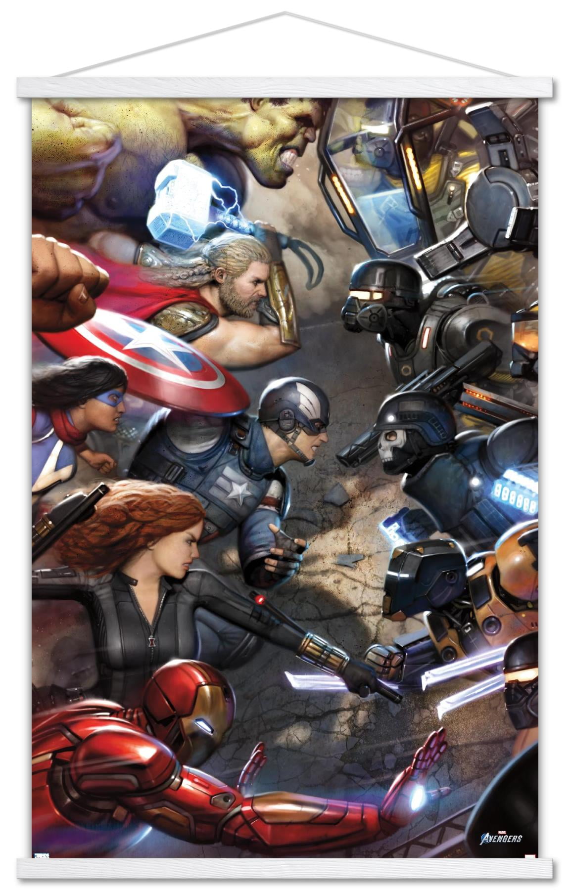 Marvel's Avengers - Face Off Wall Poster with Wooden Magnetic Frame, 22 ...