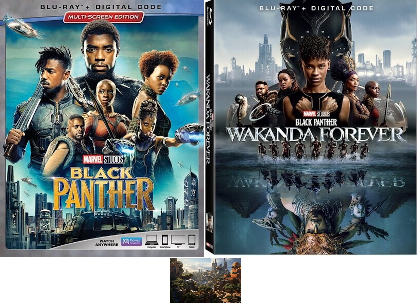 Marvel's BLACK PANTHER & WAKANDA FOREVER DOUBLE FEATURE 2 BLU RAY Movie ...