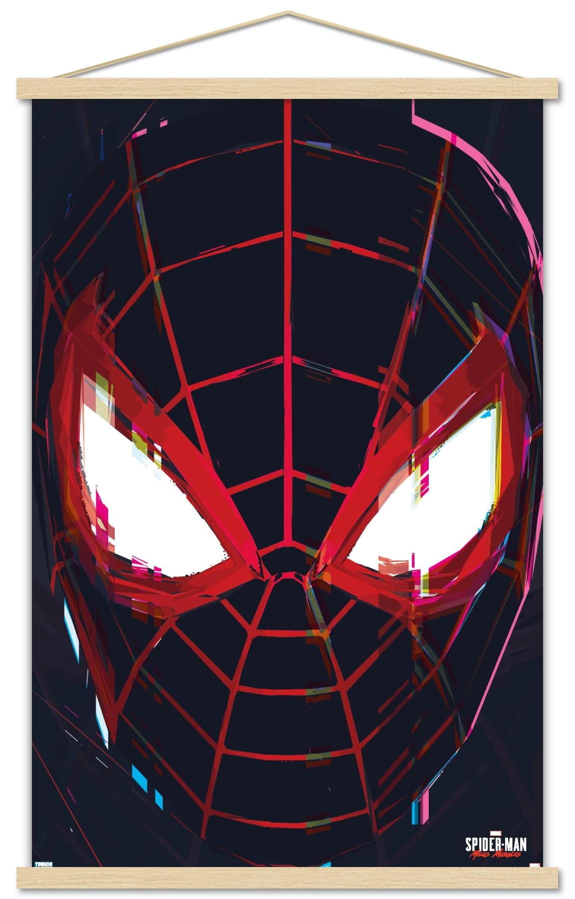 Marvel's Spider-Man: Miles Morales - Face Wall Poster with Wooden ...