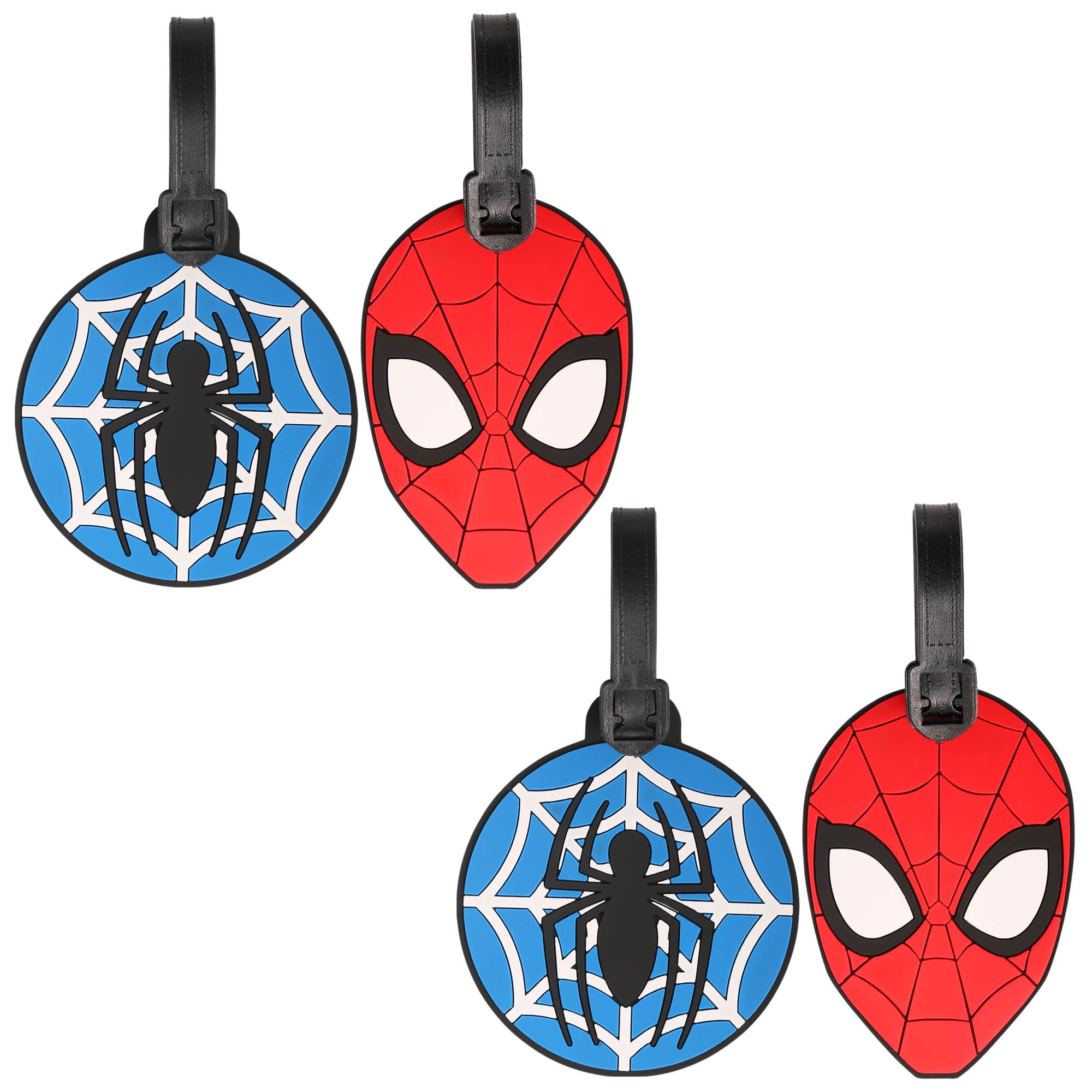 Marvel Spiderman PVC Luggage Tag Set, 4 Pieces, Durable Rubber, Easy ID ...