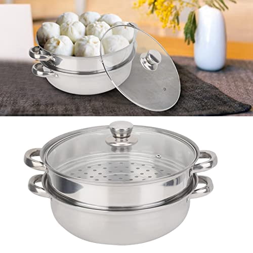 Marvellous Stainless Steel & Glass 2-Layer Steamer, Round, 27 x 27 x 19 ...