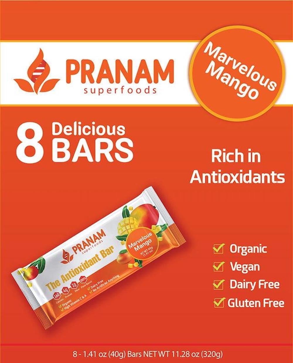 Pranam Bars Marvelous Mango Antioxidant Bars - Organic, Crunchy, Rich in Antioxidants, 8 Count ...