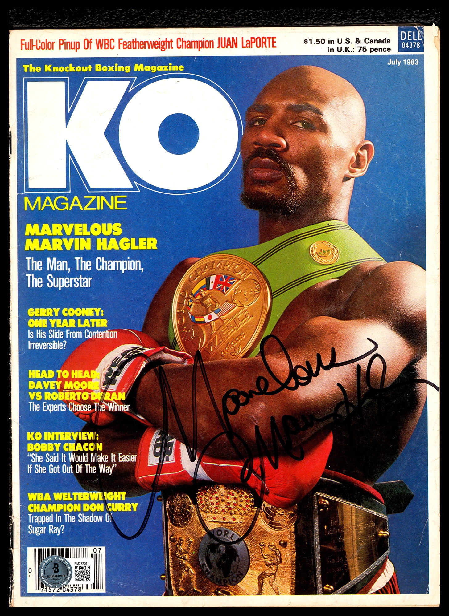 Marvelous Marvin Hagler Autographed Magazine Beckett BAS QR #BM37201 ...