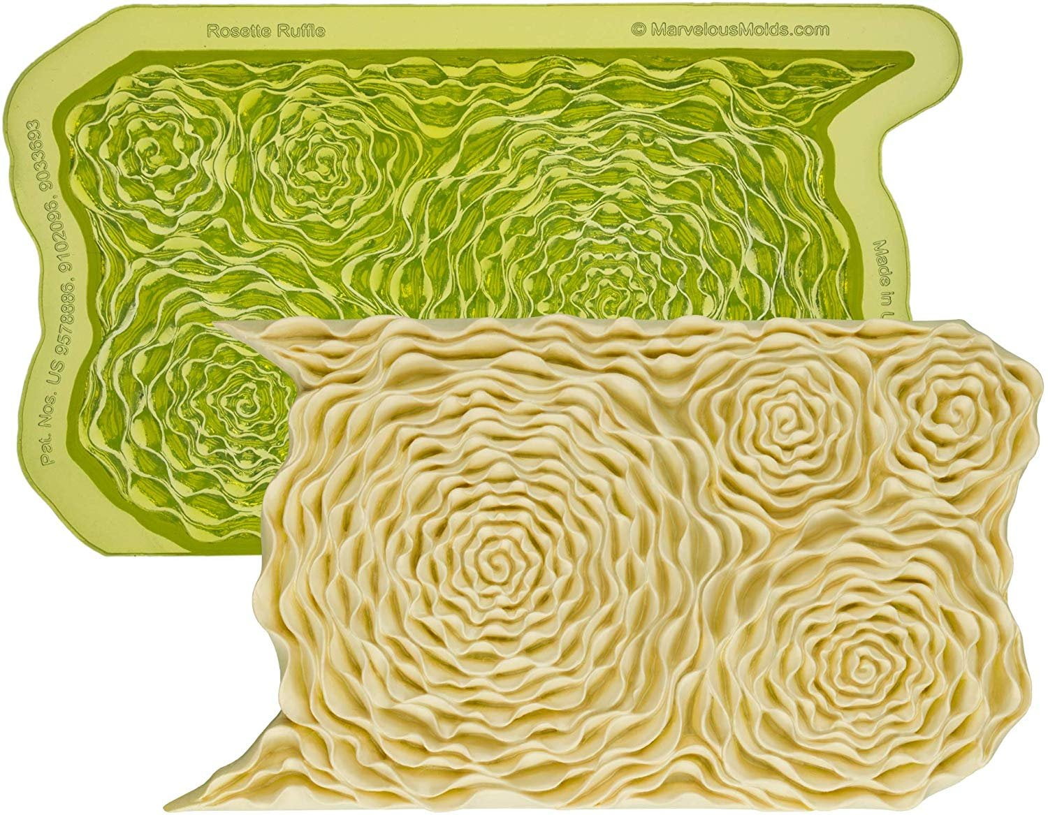 Marvelous Molds Rosette Ruffle Simpress Silicone Mold Cake Decorating ...