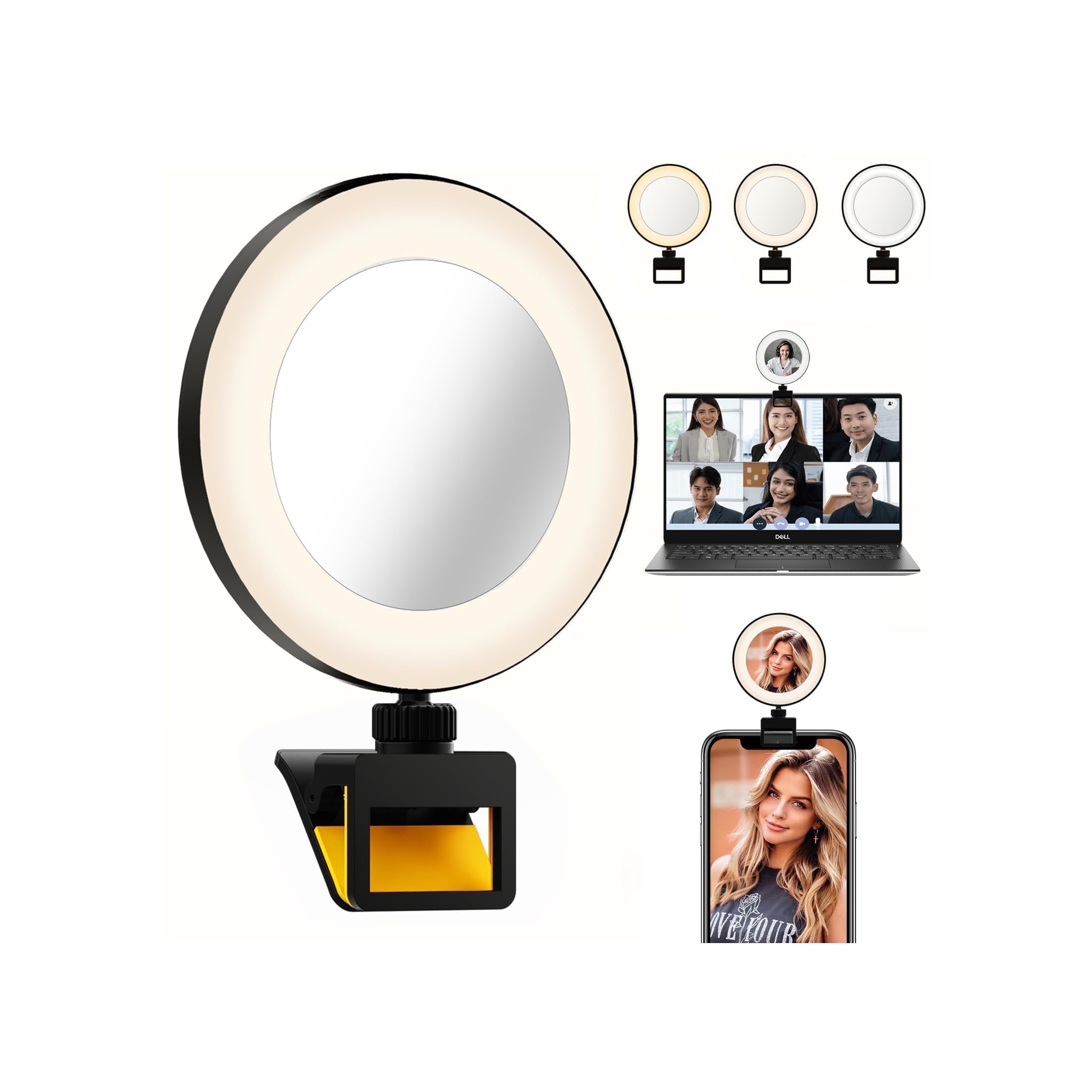 Marvex Clip-on LED Ring Light for Streaming, Selfies & Remote Work ...