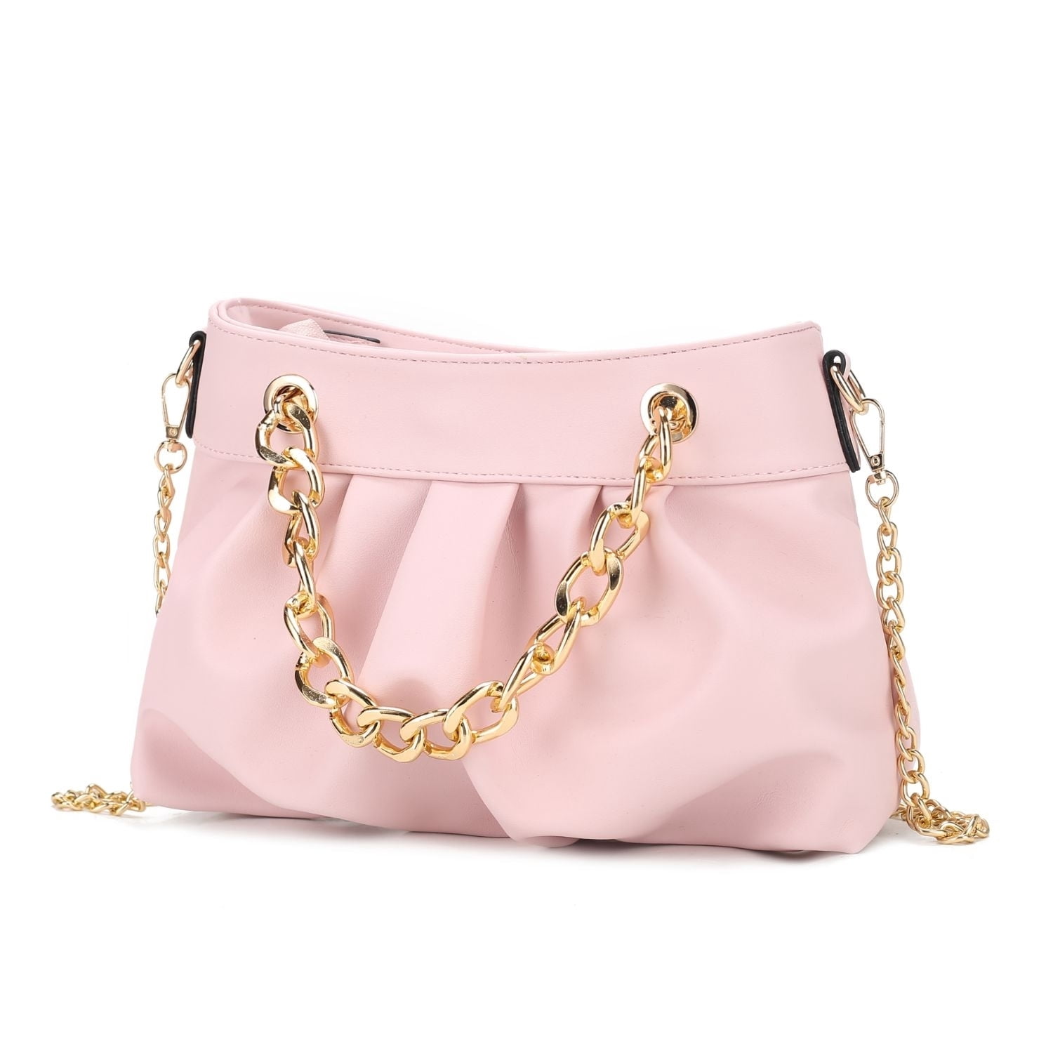 Marvila Minimalist Vegan Leather Chain Ruched Shoulder Bag by Mia K ...