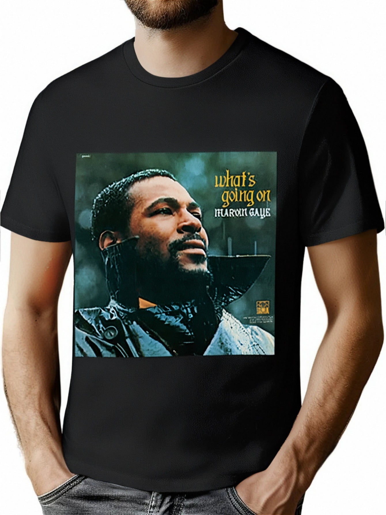 [Marvin Gaye Tee] Marvin Gaye Graphic T-Shirt - Men's Casual Black ...