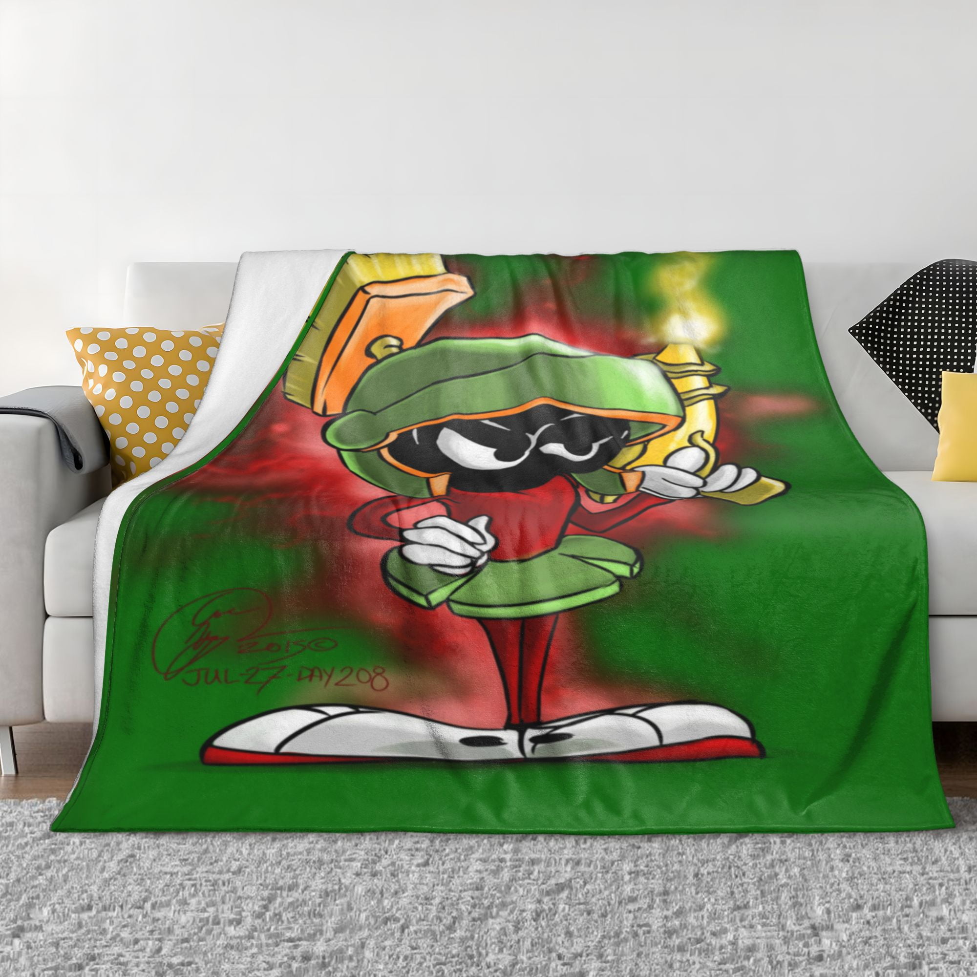 Marvin-Martian Throw Blankets 50"X40" Lightweight Cozy Soft Warm Flannel Blanket All Season ...