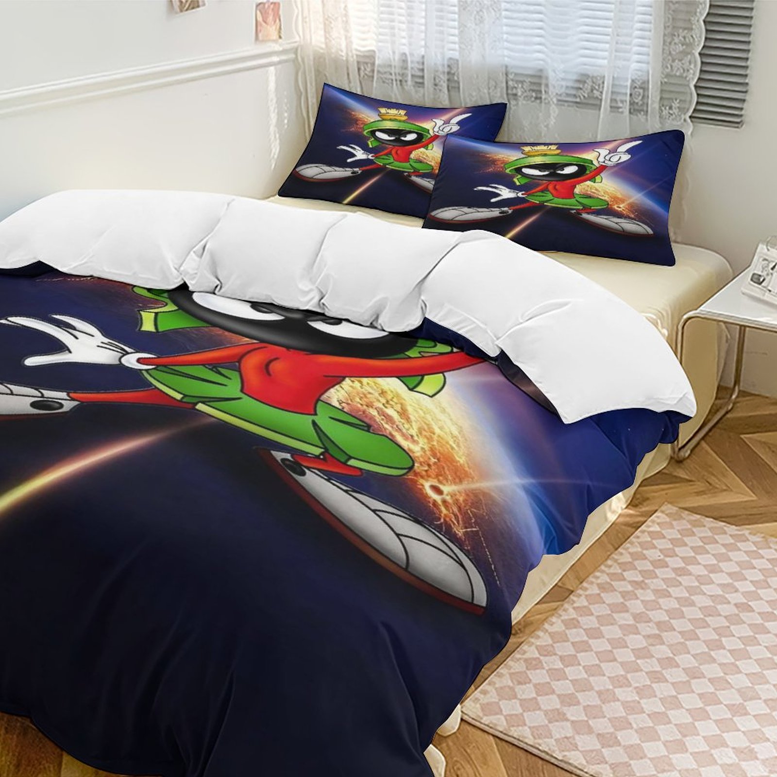 Marvin The Martian Cartoon Home Bed 3-piece Set, Polyester Wash Student Dormitory Set - Walmart.com