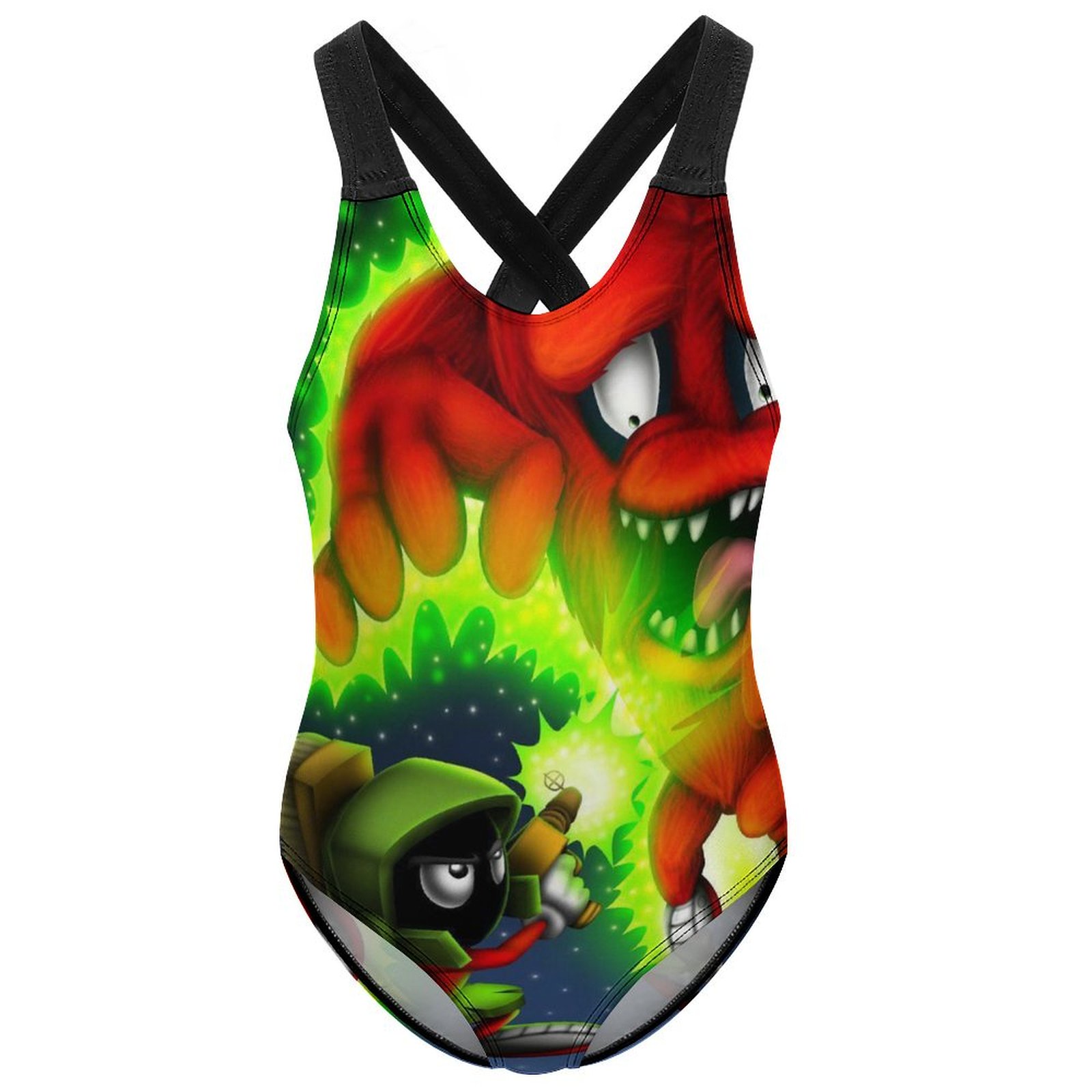 Marvin The Martian Girls Swimwear Cartoon Cross Shoulder Swimsuit ...