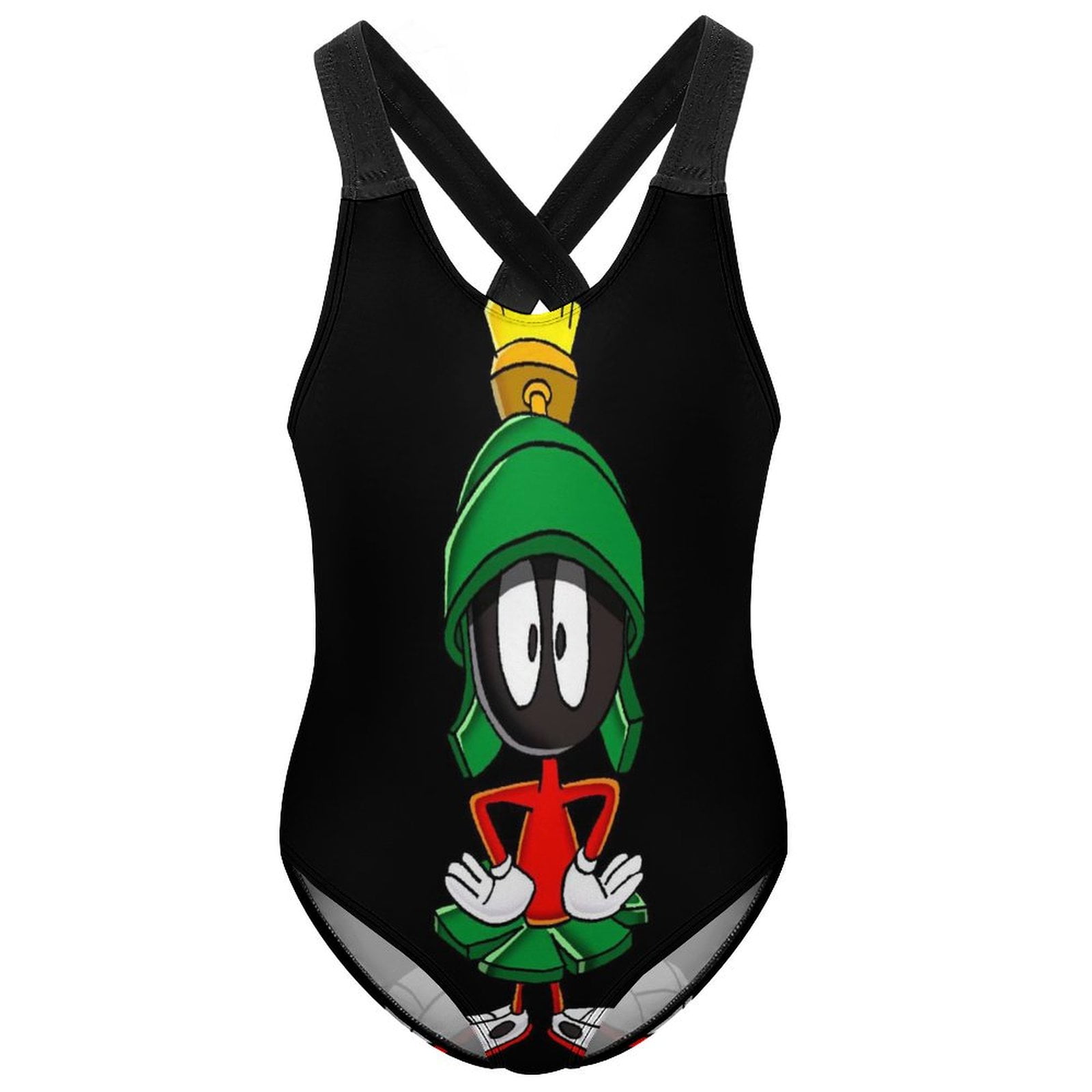 Marvin The Martian Girls Swimwear Cartoon Cross Shoulder Swimsuit ...