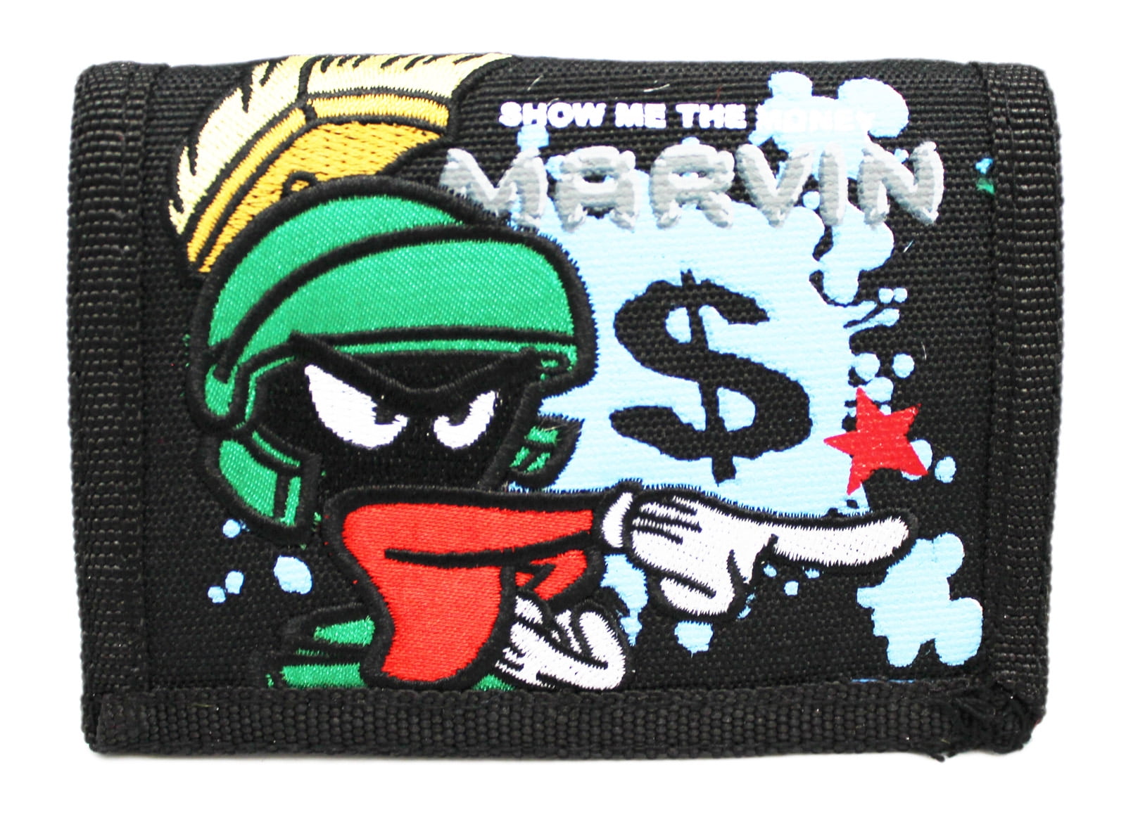 Marvin the Martian Wallet - Black Colored Kids Fabric Tri-Fold Wallet ...
