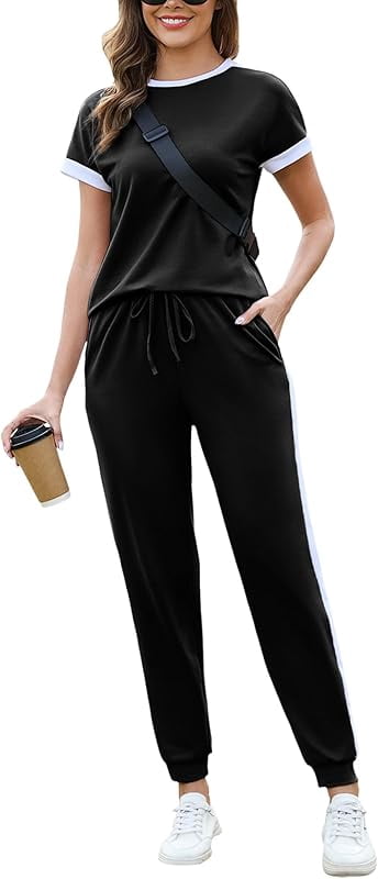 Marvmys Women Short Sleeve Tracksuit Set 2 Piece Sweat Set Outfits ...