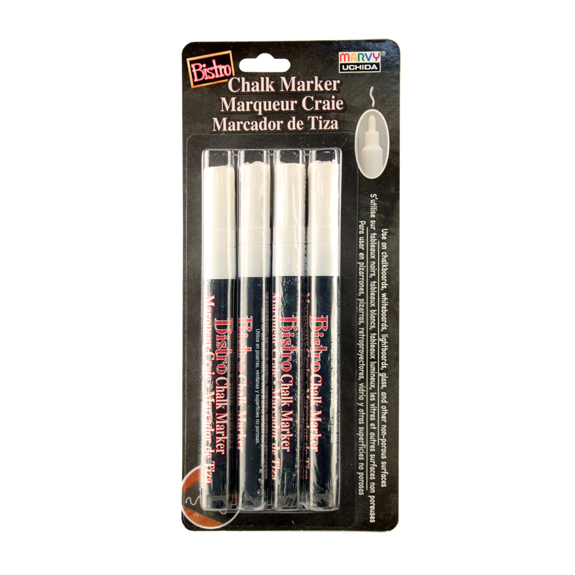 Marvy Uchida Bistro Chalk Marker, White, 3mm Fine Point, Erasable ...